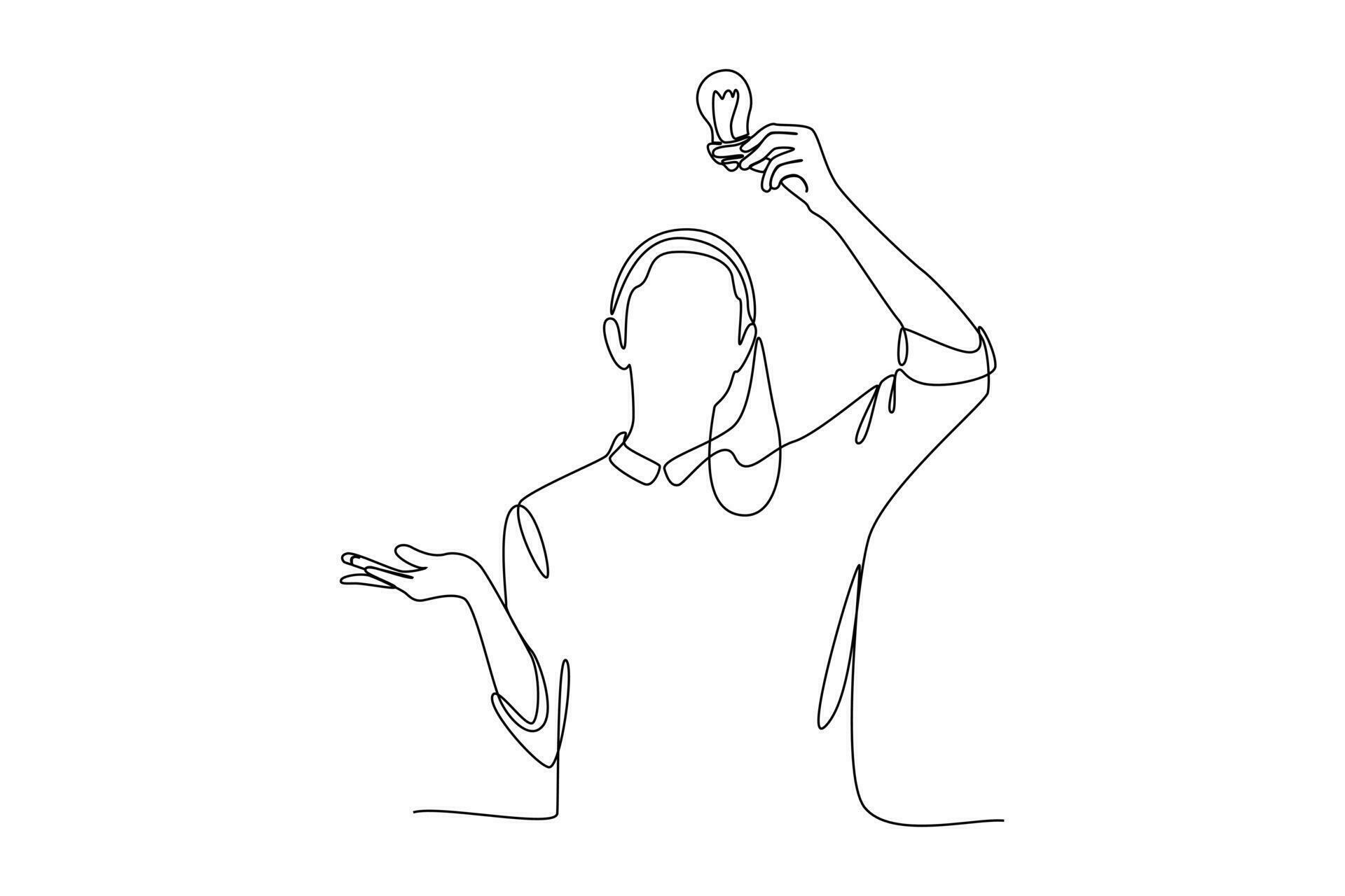 Single one line drawing concept of finding brilliant ideas. Continuous ...