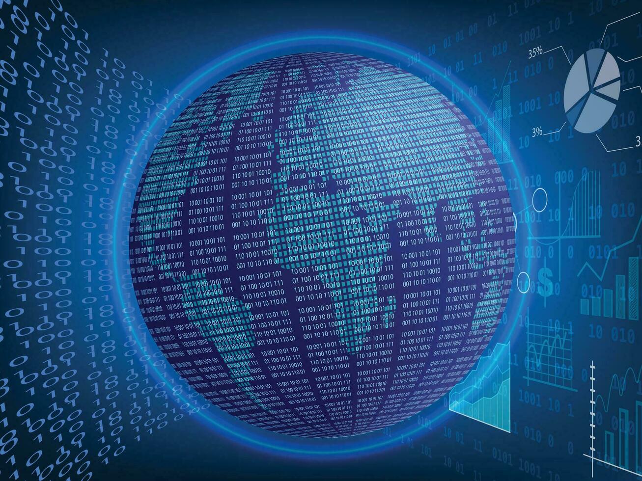 Abstract Infused with Big Data Creating a Tech-driven World on blue background 26260353 Vector ...