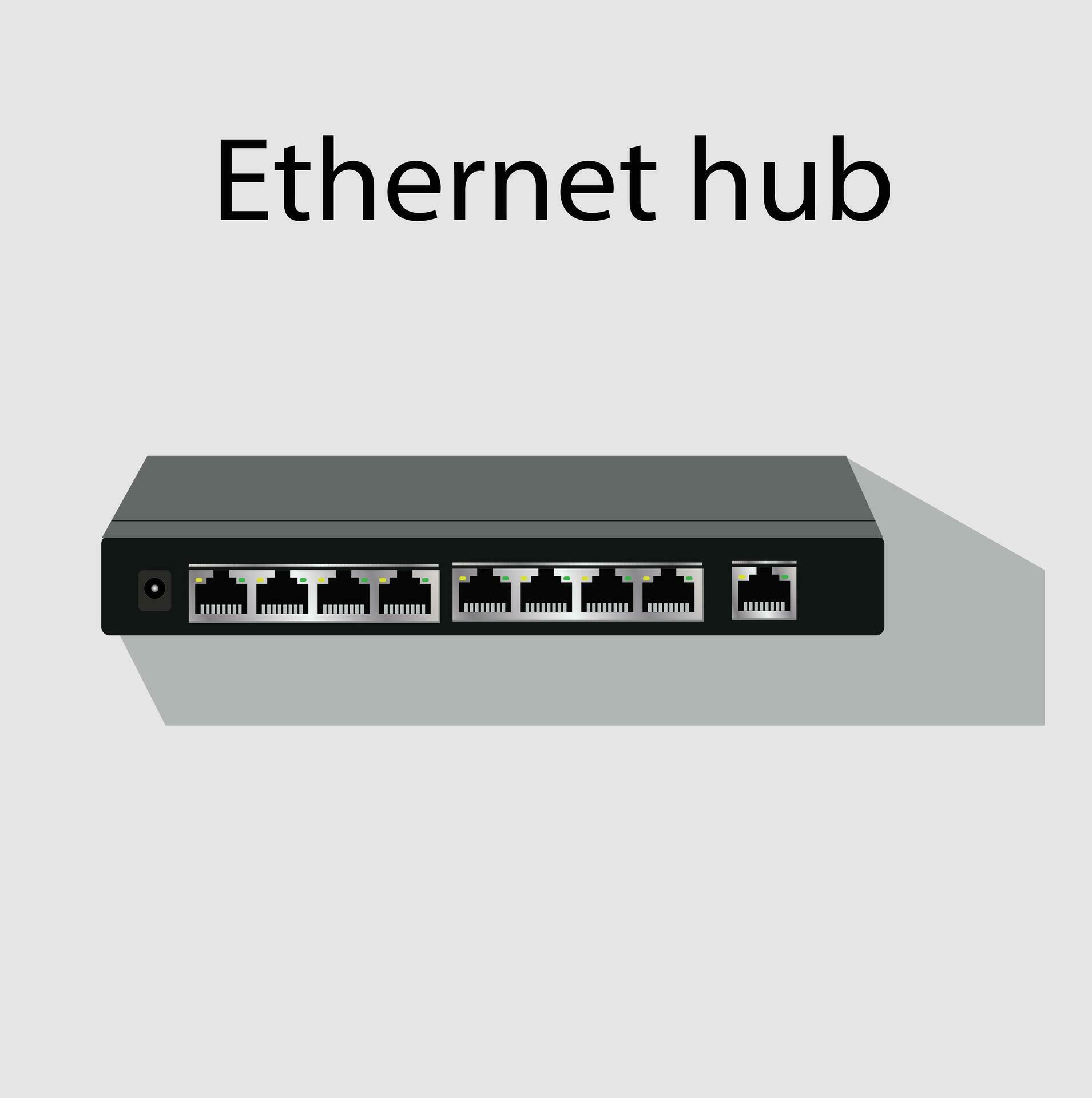 Ethernet hub is for multiple device connection illustration 26260356 Vector Art at Vecteezy