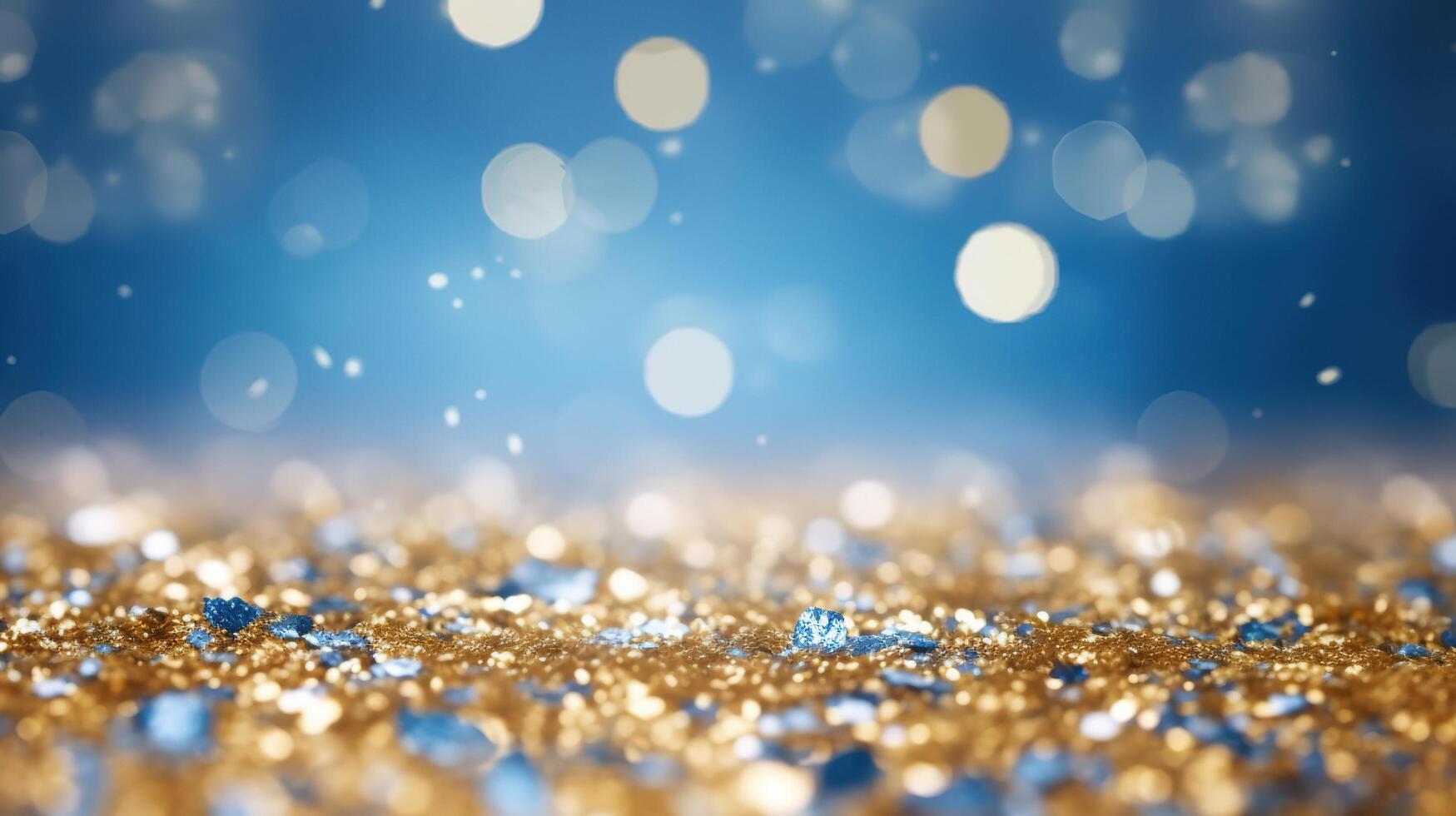 Blue And Gold Glitter Wallpaper