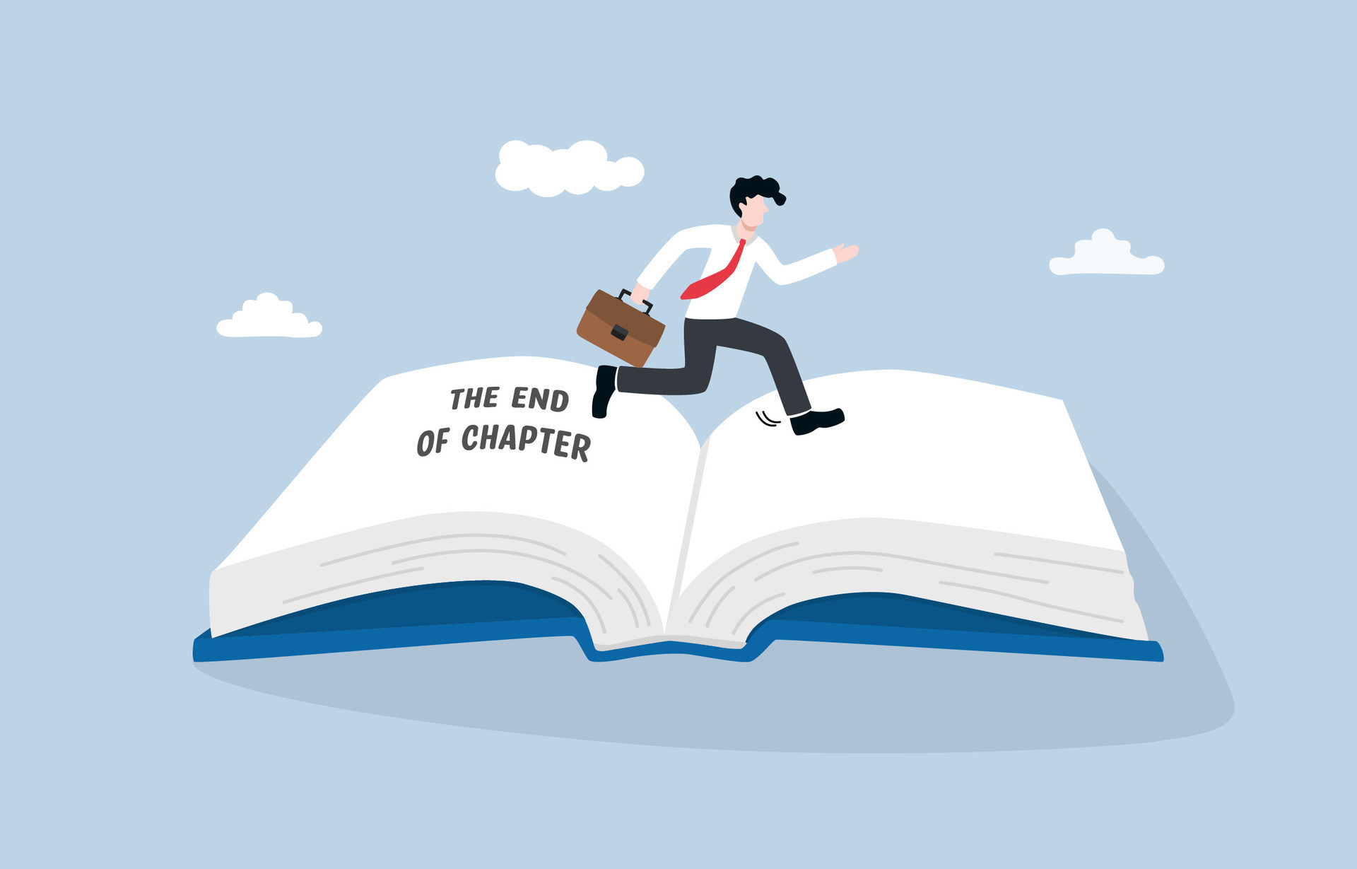 Next chapter of business, stepping up to new challenge, change concept, Businessman jumping to ...