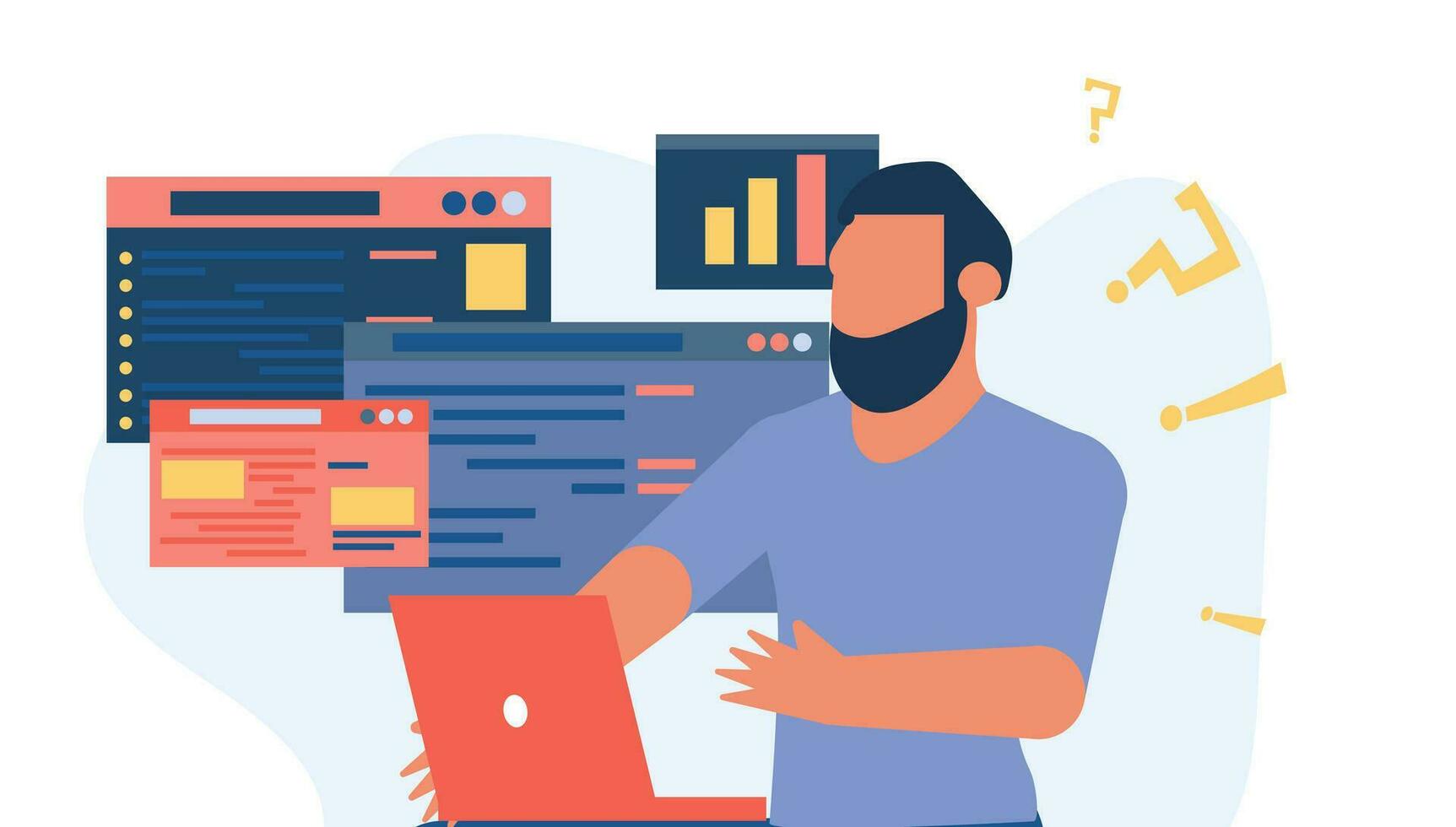 Business man employee analytics data vector advice workshop ...