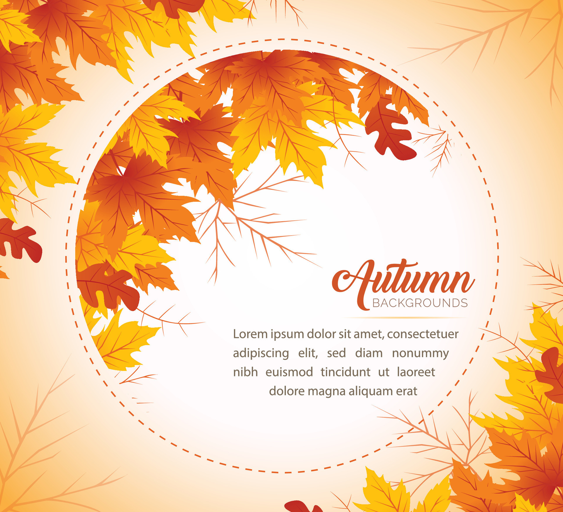 Autumn Leaves Background, Hand Drawn Flat Autumn Background, Maple Leaf ...