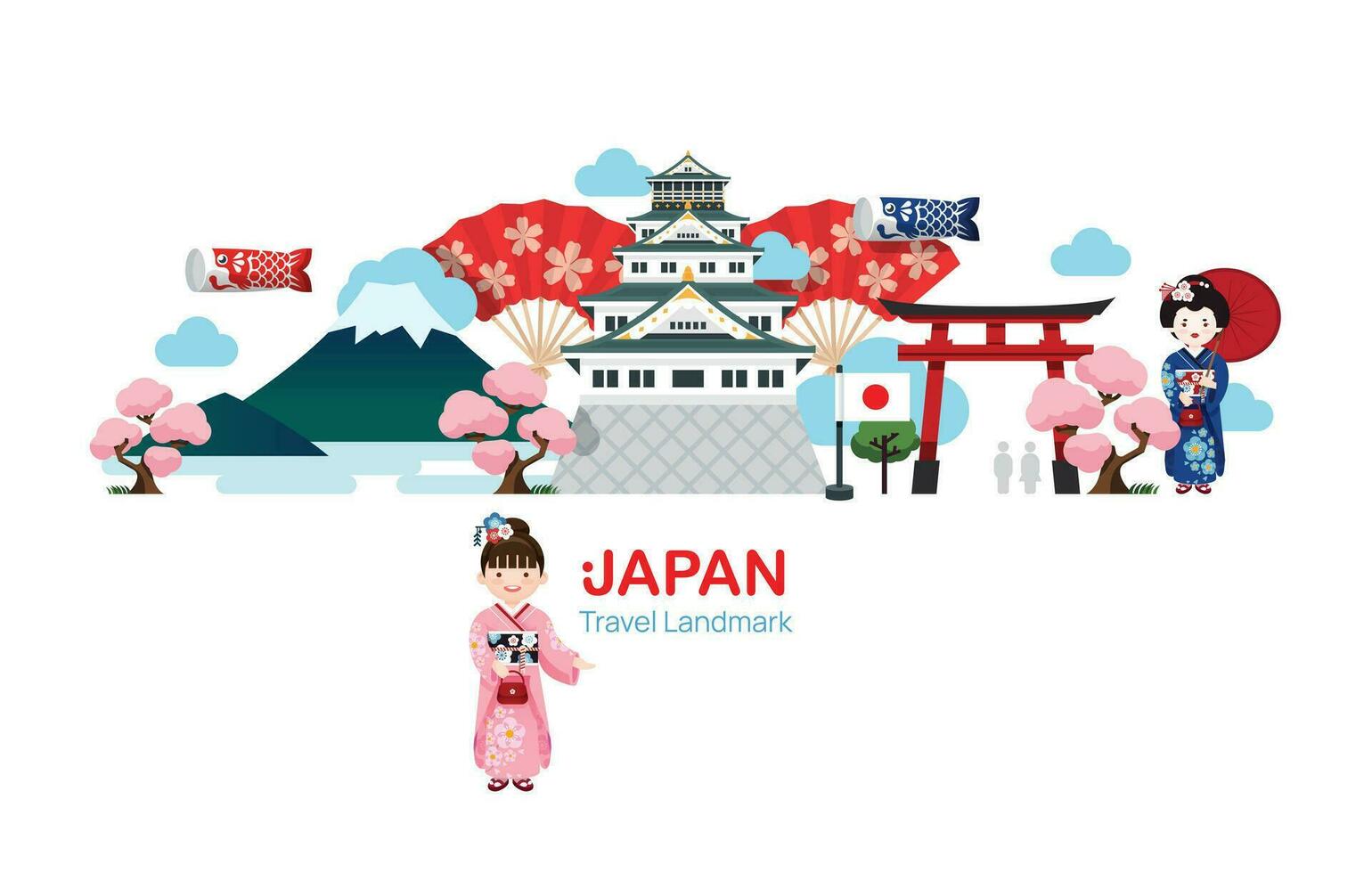 Japan Travel Elements Landmark.Vector Illustration 26265362 Vector Art ...