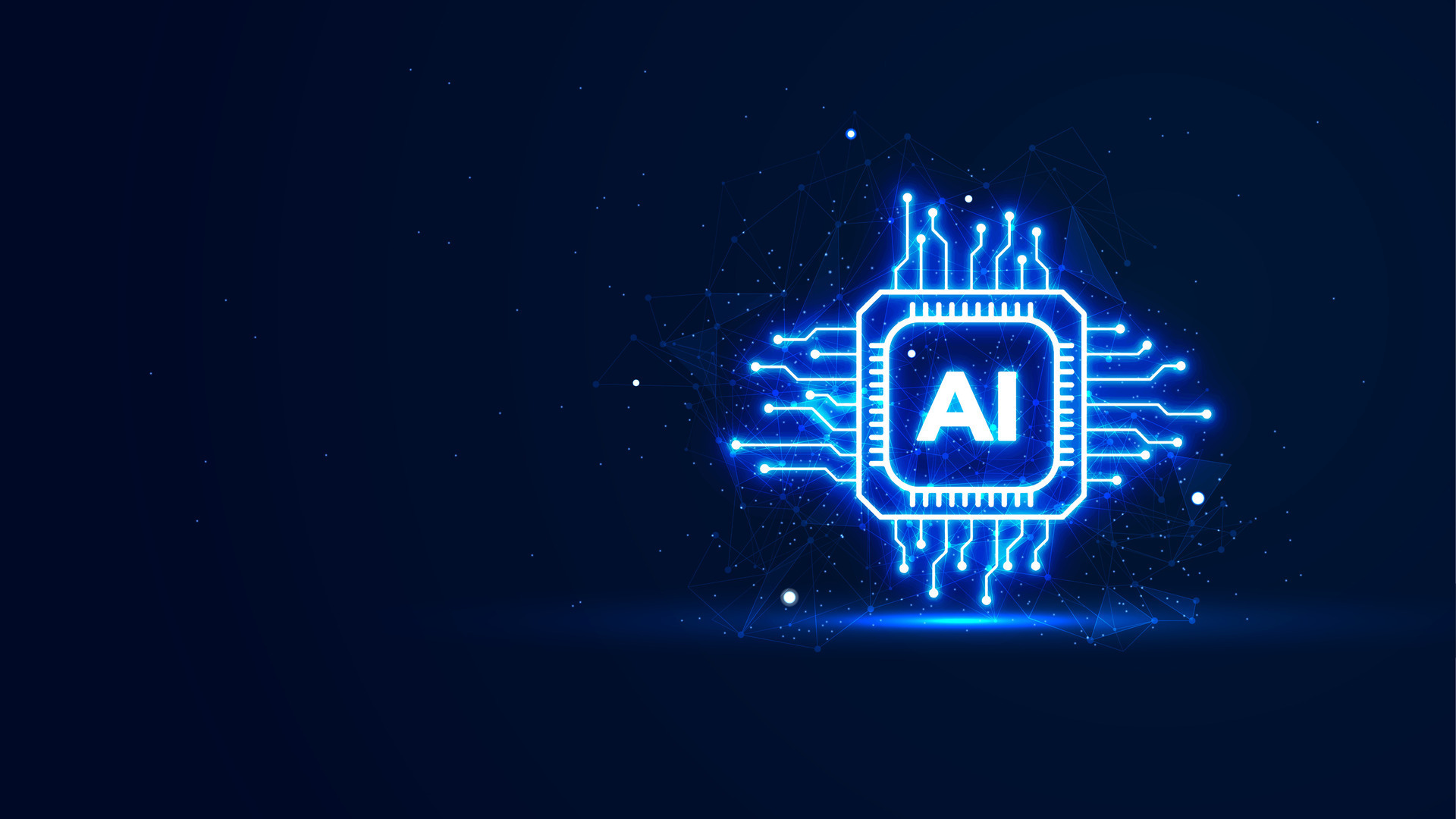 Futuristic artificial intelligence concept in the neon light style ...