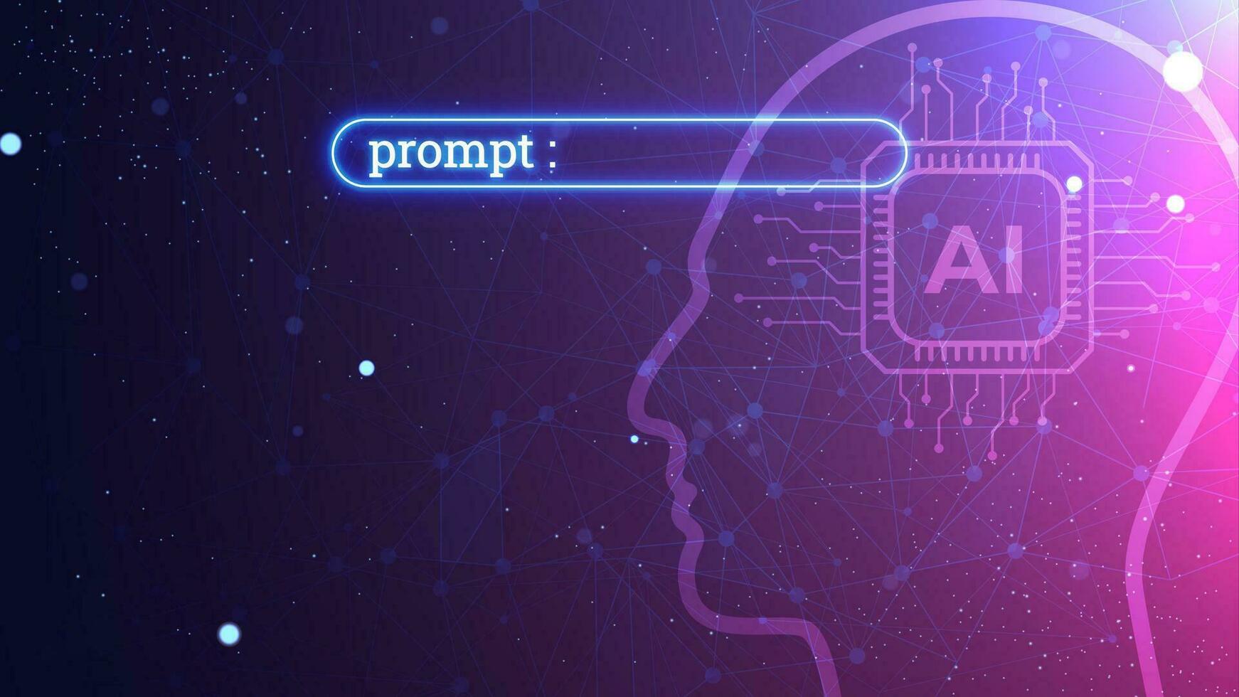 Futuristic AI prompt illustration. High-tech background concept. Ready to use command prompt box ...