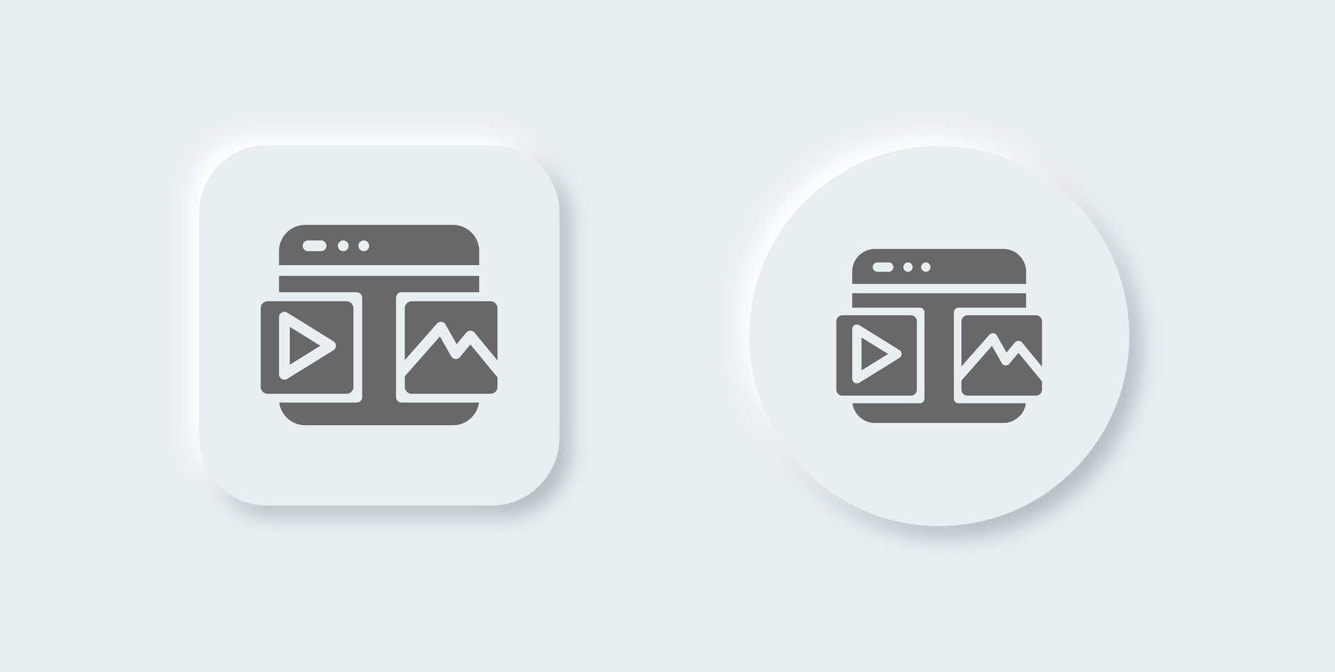 Content solid icon in neomorphic design style. Social media signs ... Content solid icon in neomorphic design style. Social media signs ...