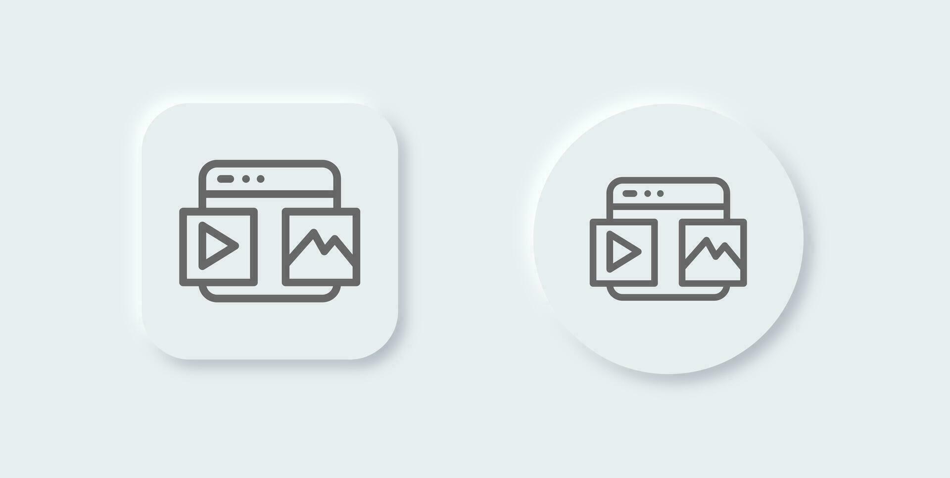 Content Line Icon In Neomorphic Design Style Social Media Signs Vector