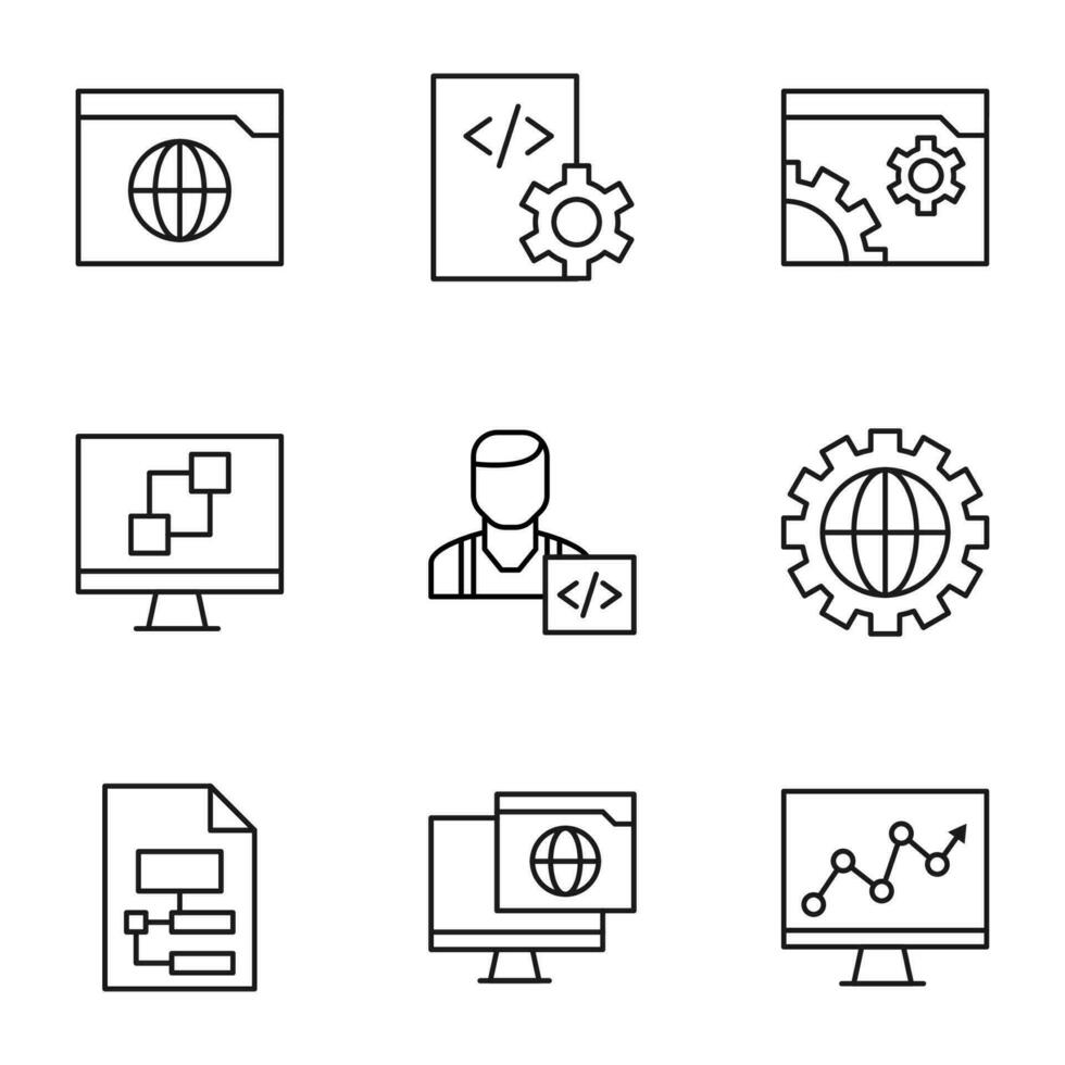 Collection Of Vector Isolated Signs Drawn In Line Style Editable Stroke Icons Of Globe Coding