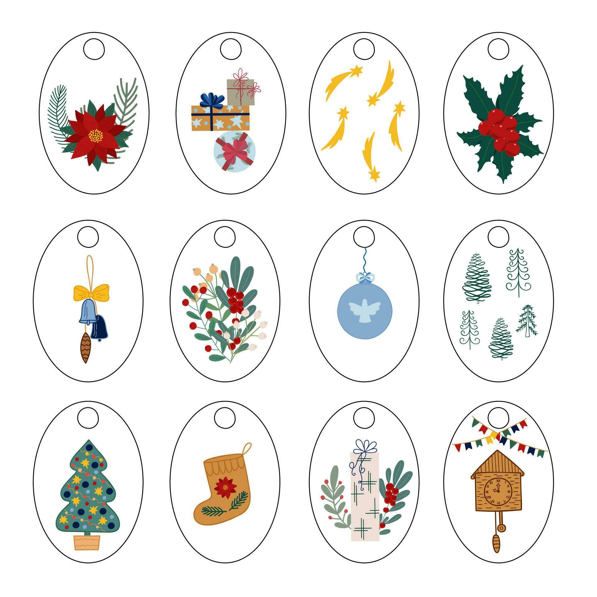 Christmas gifts tag labels set of winter holidays design elements hand ...