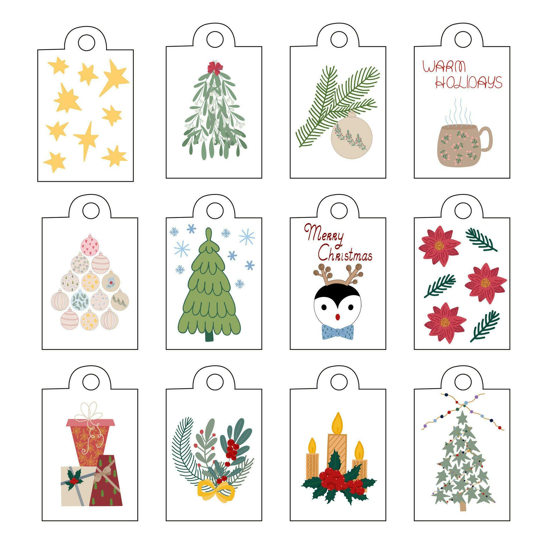Christmas gifts tag labels set of winter holidays design elements hand ...