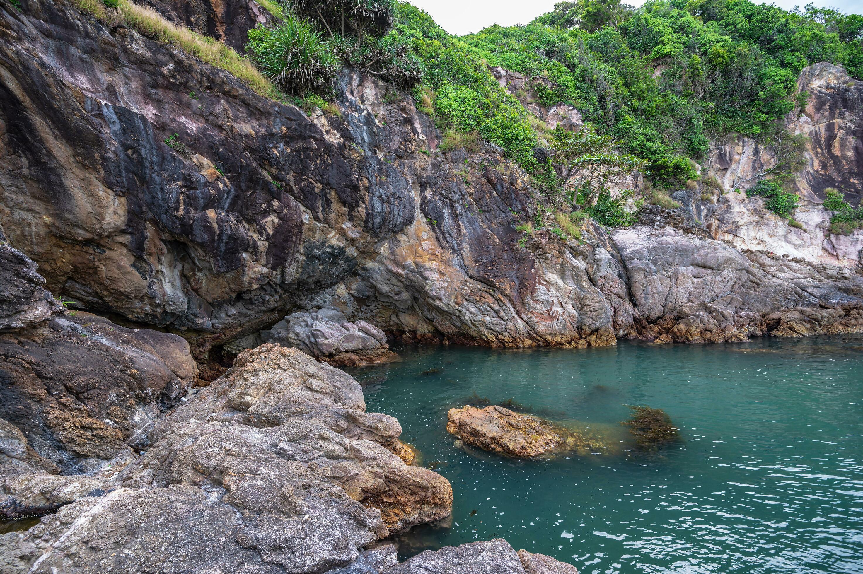 Beautiful landscape view with rocky beach on Pha Suk Nirun cliff at chathaburi city thailand.Pha ...