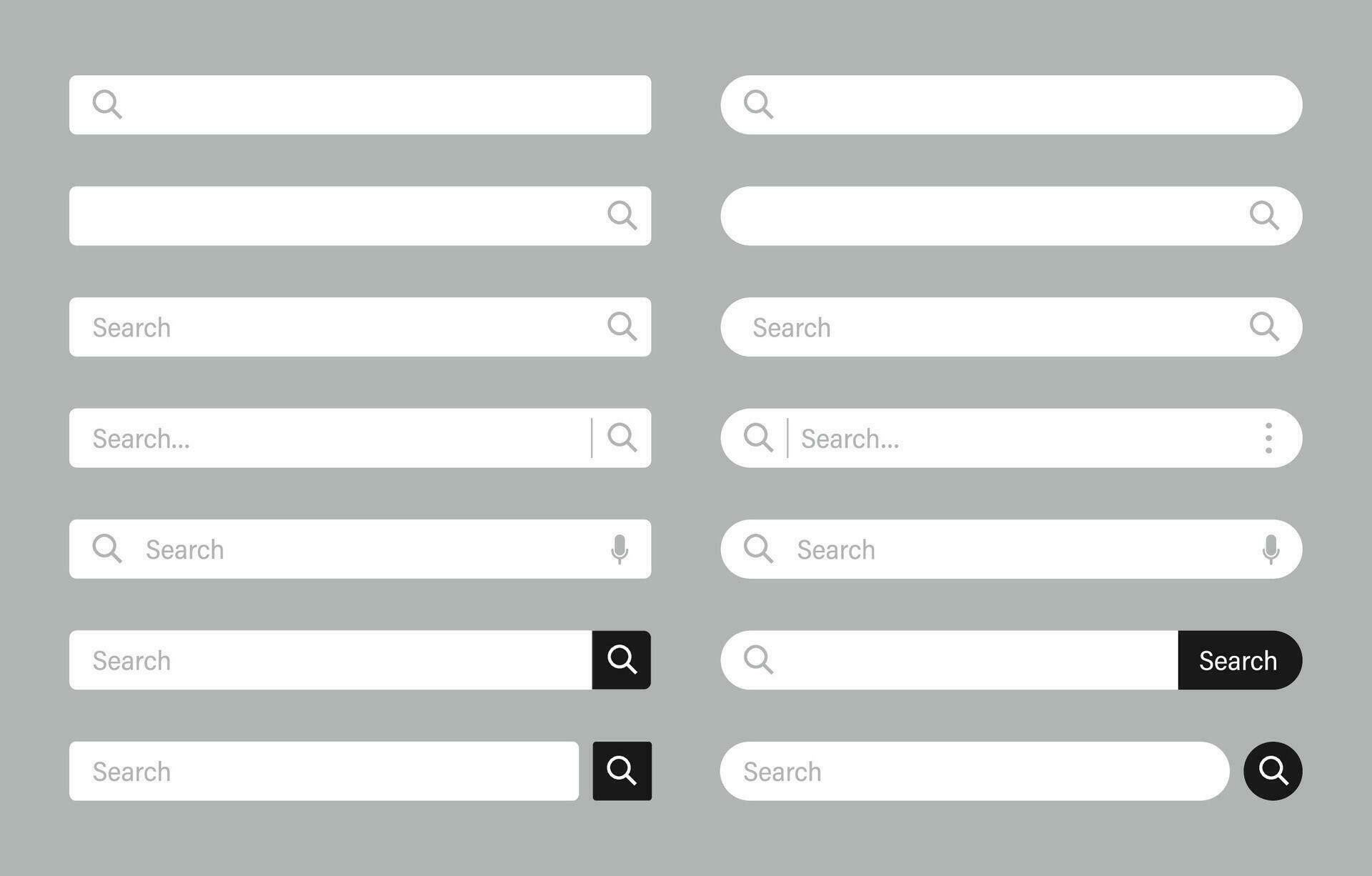Search bar Set. different blank empty template search bar icon for ...
