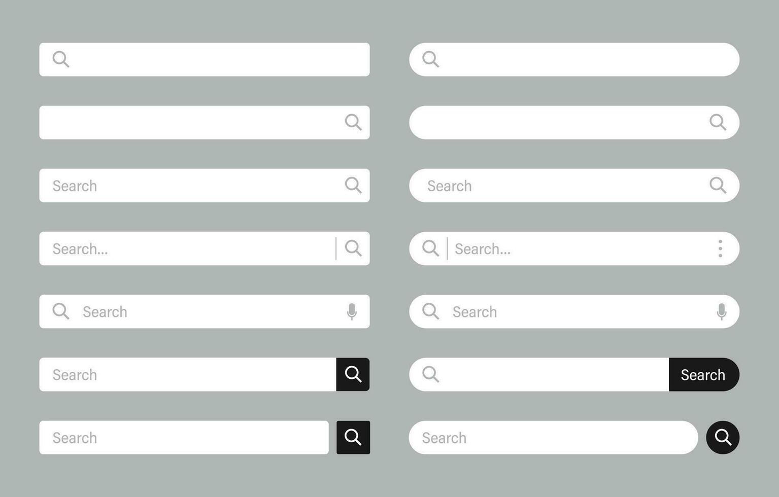 Search bar Set. different blank empty template search bar icon for ...