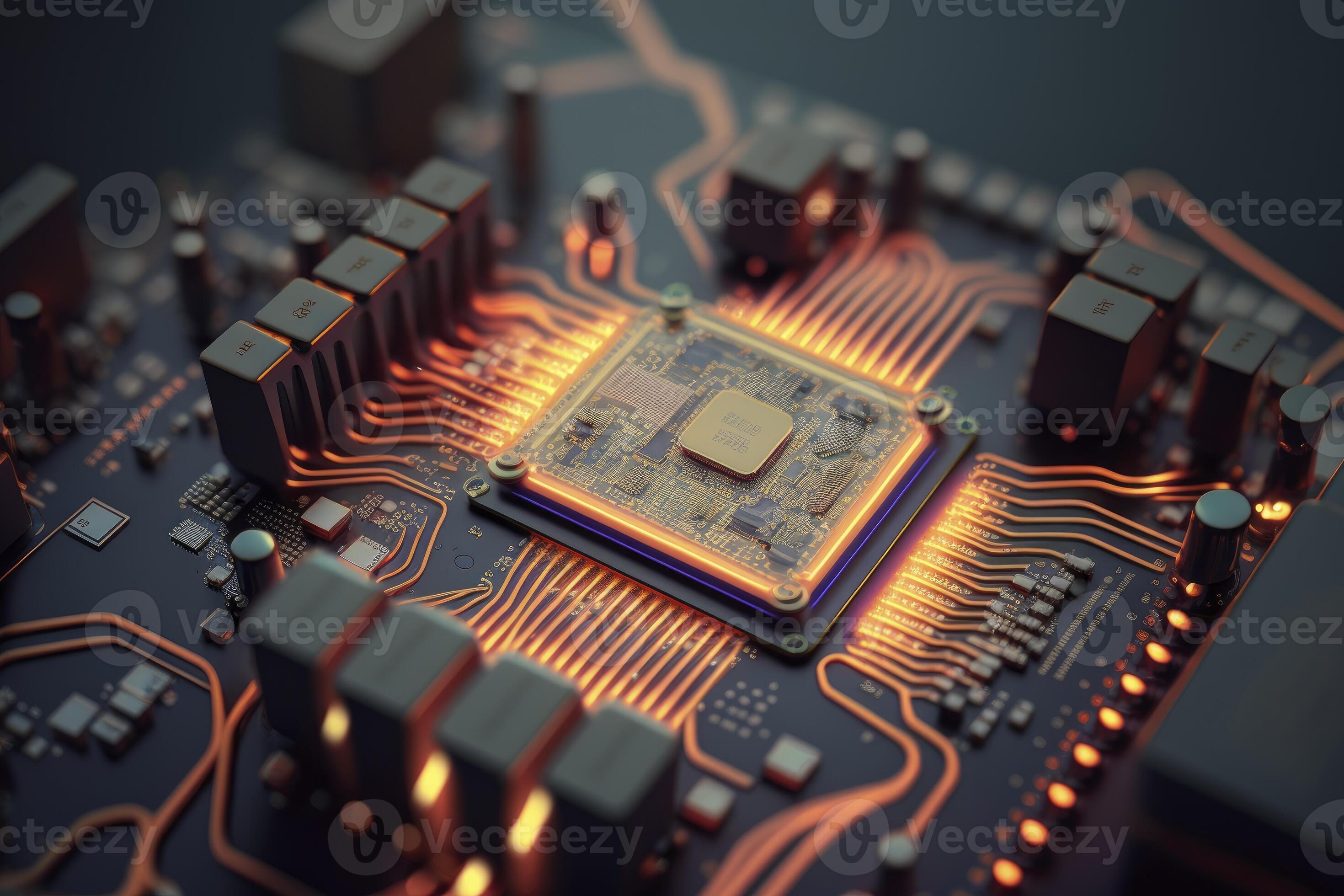 Circuit board. Technology background. Central Computer Processors CPU concept. Integrated ...