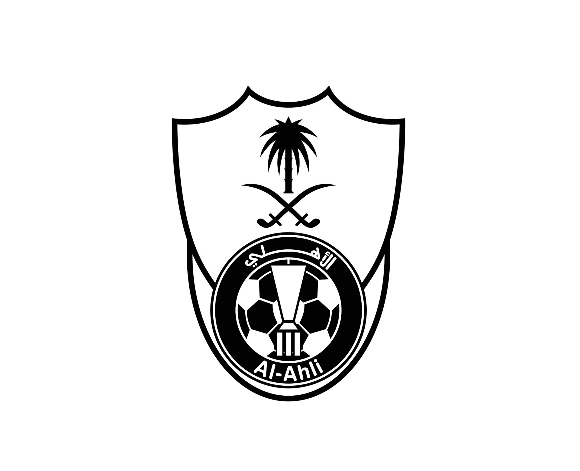 Alabama Ahli Club Logo Símbolo Negro Saudi Arabia Fútbol Americano Resumen Diseño Vector