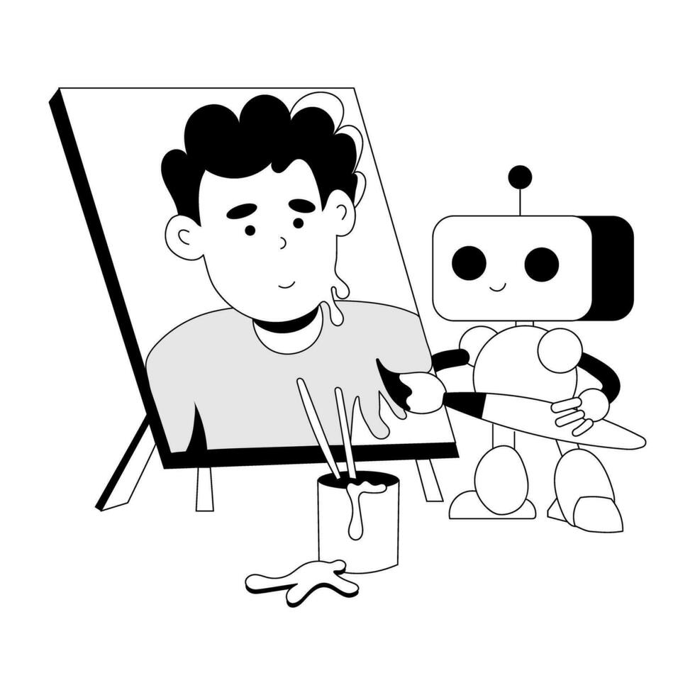 Trendy Robot Painter 26287275 Vector Art at Vecteezy Trendy Robot Painter 26287275 Vector Art at Vecteezy