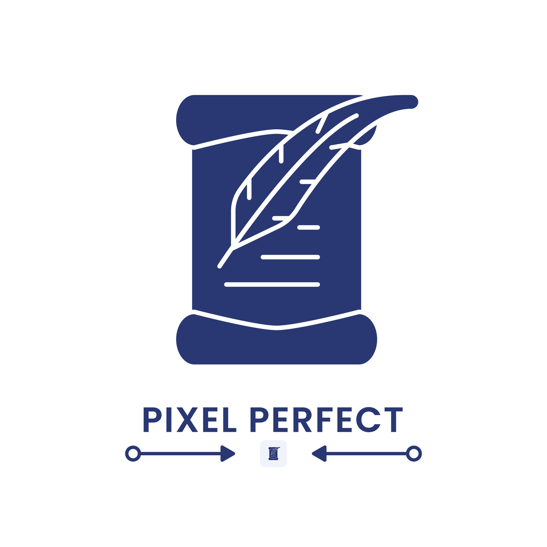 Paper Scroll With Feather Pen Black Solid Desktop Icon Ancient Manuscript Old Fashioned