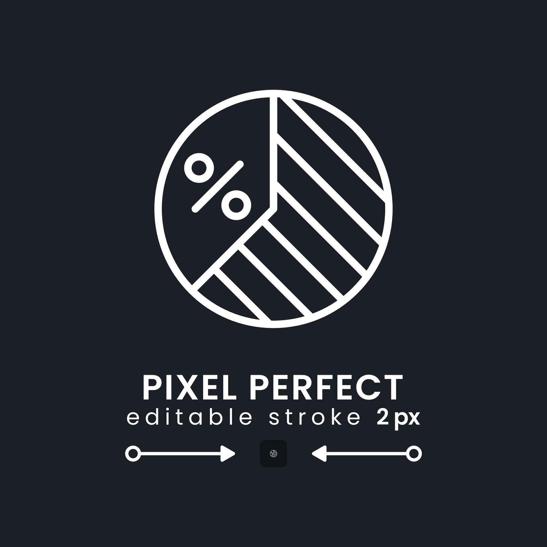 Pie chart white linear desktop icon on black. Market analysis ...