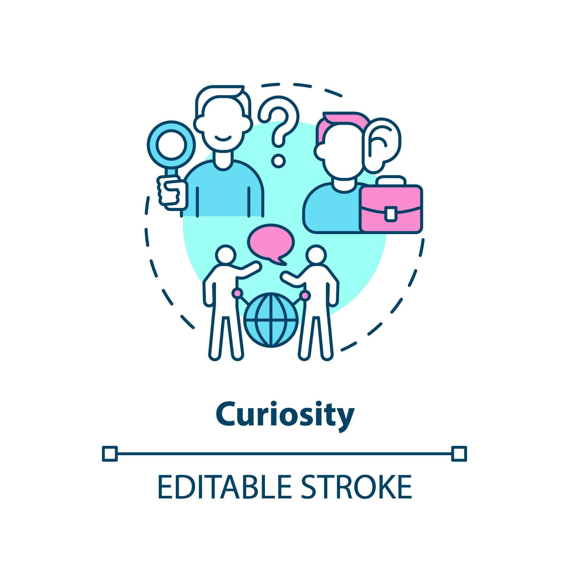 Curiosity concept icon. Open mind. Knowledge search. Job opportunity. Digital entrepreneur ...