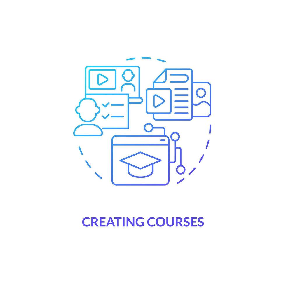 Thin line gradient icon representing creating courses, isolated vector ...