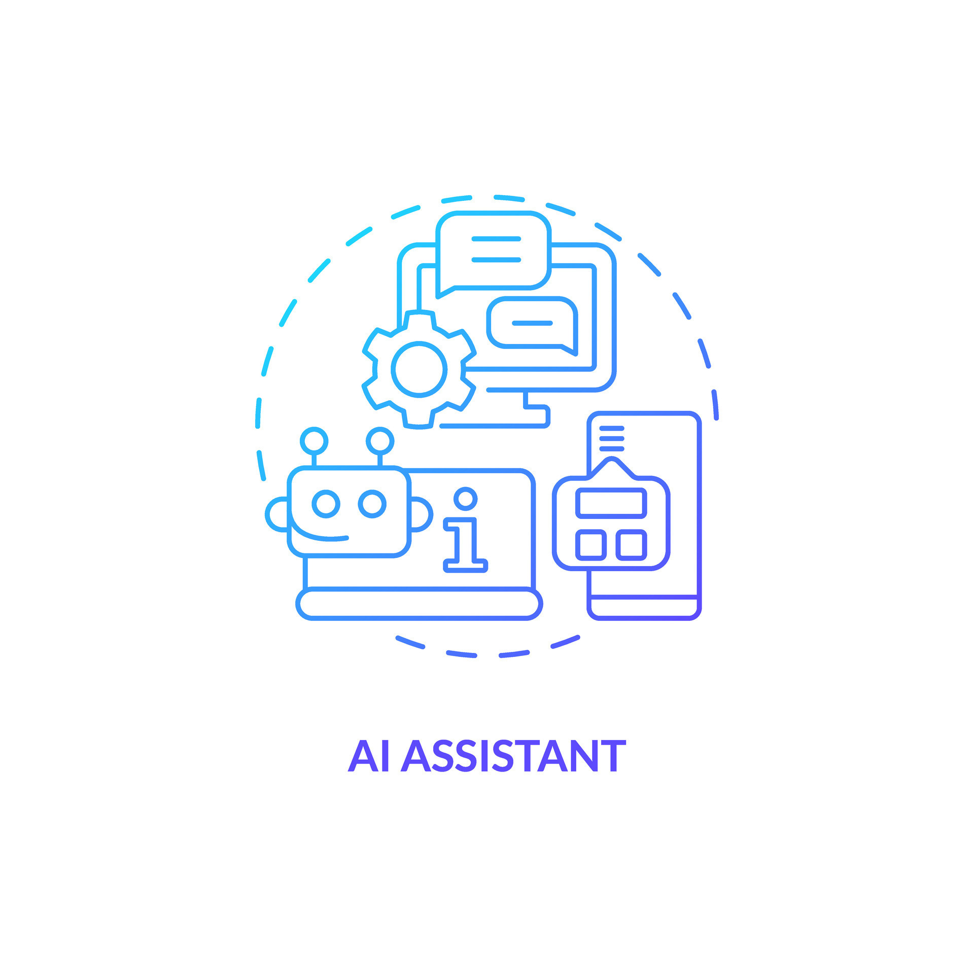 Thin Line Gradient Icon Representing Ai Assistant Isolated Vector