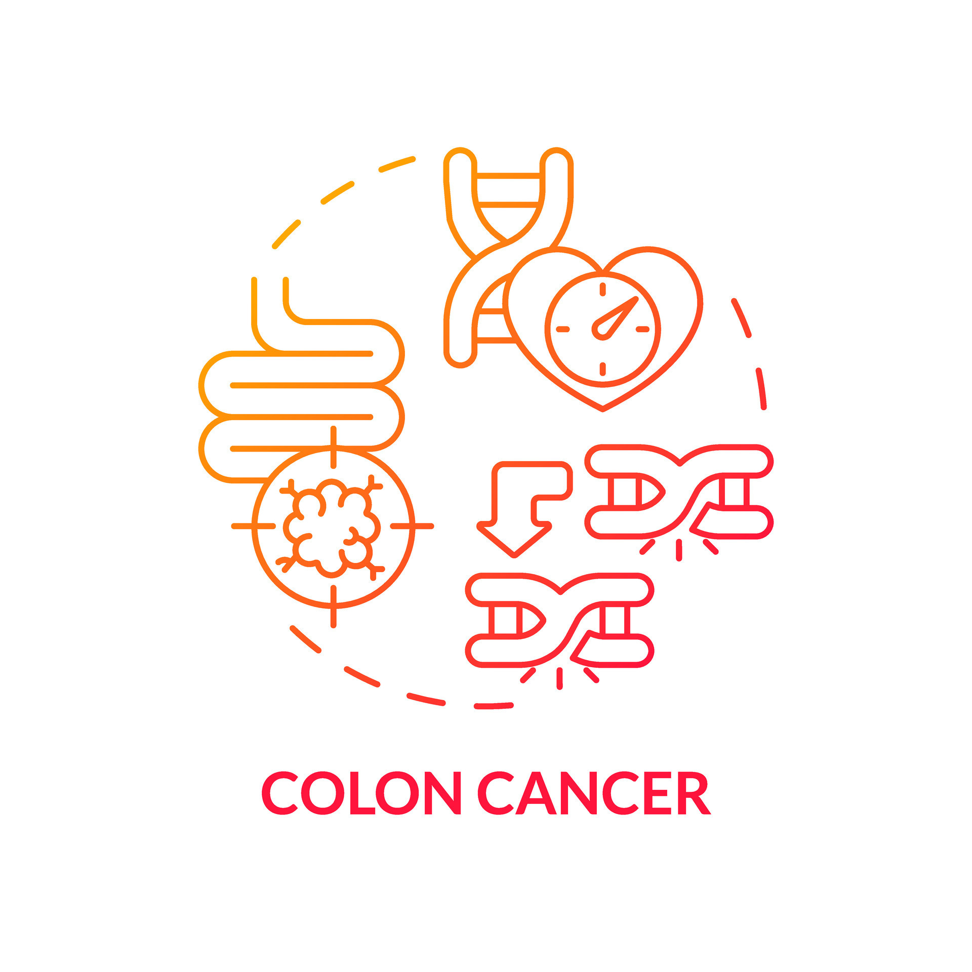 Colon cancer red gradient concept icon. Oncology. Family health history ... Colon cancer red gradient concept icon. Oncology. Family health history ...