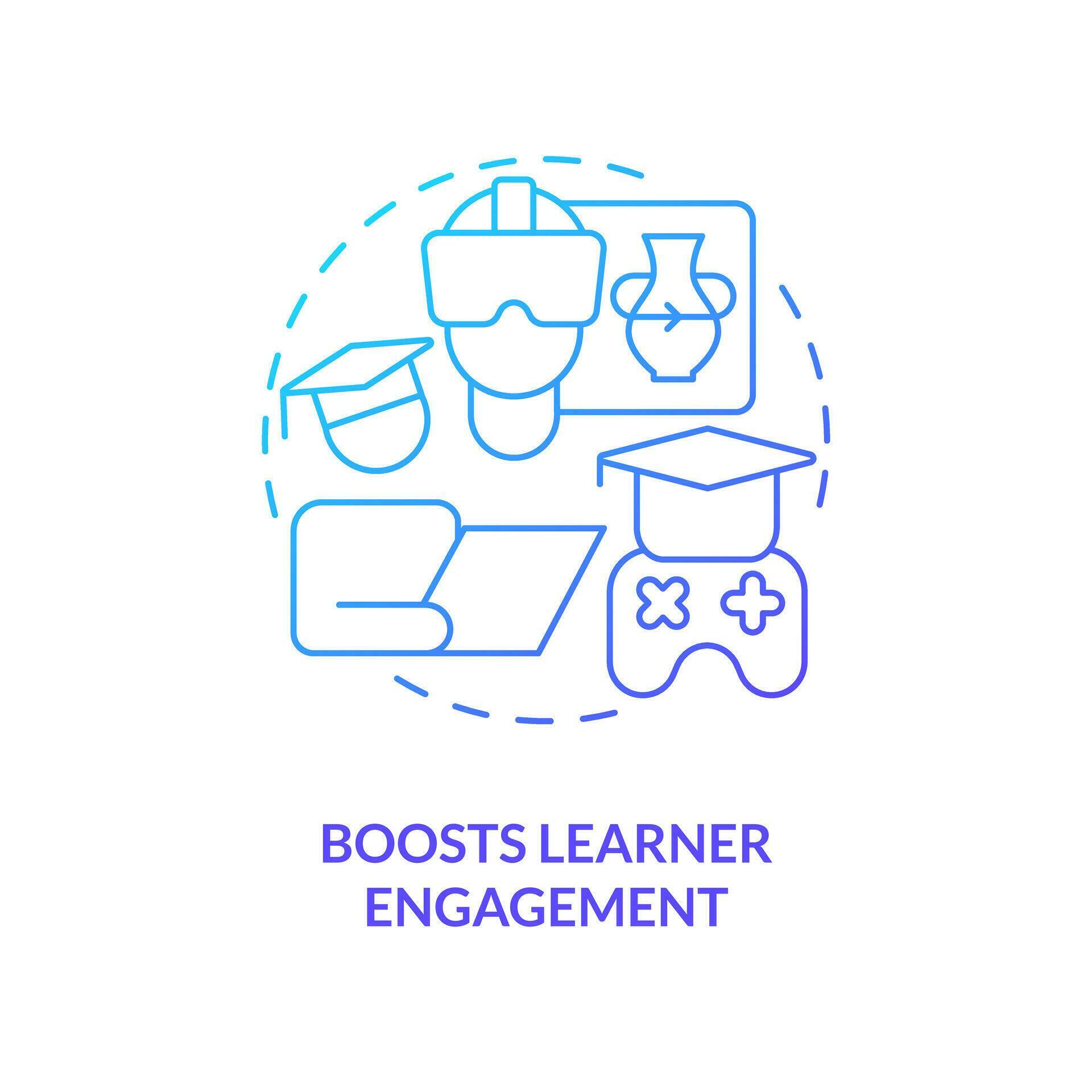 Boost learner engagement blue gradient concept icon. Interesting ...
