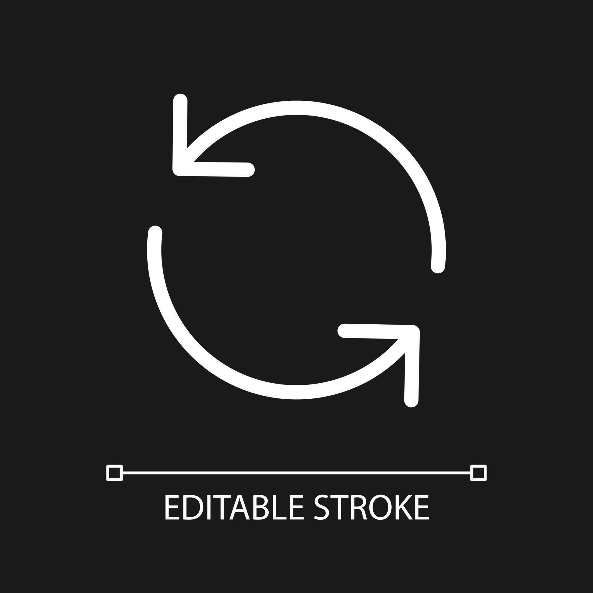 Reload pixel perfect white linear ui icon for dark theme. Translation. Synchronization. Vector ...