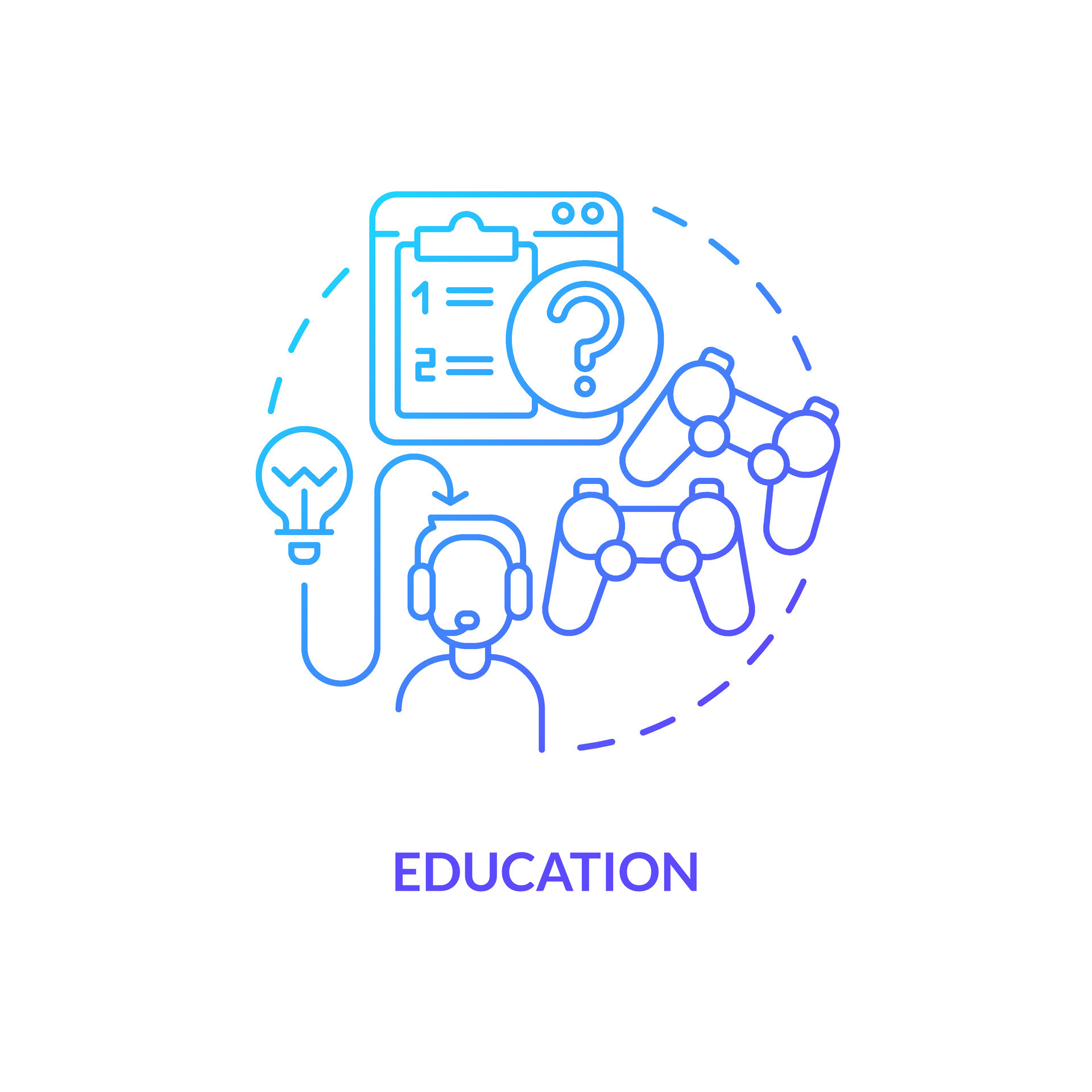 Education blue gradient concept icon. User learning strategy. Game mechanics in gamification ...