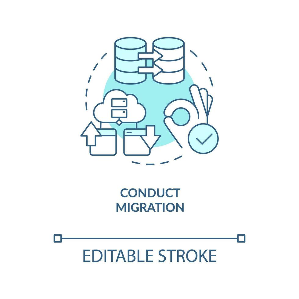 Conduct migration turquoise concept icon. Move website to new server ...