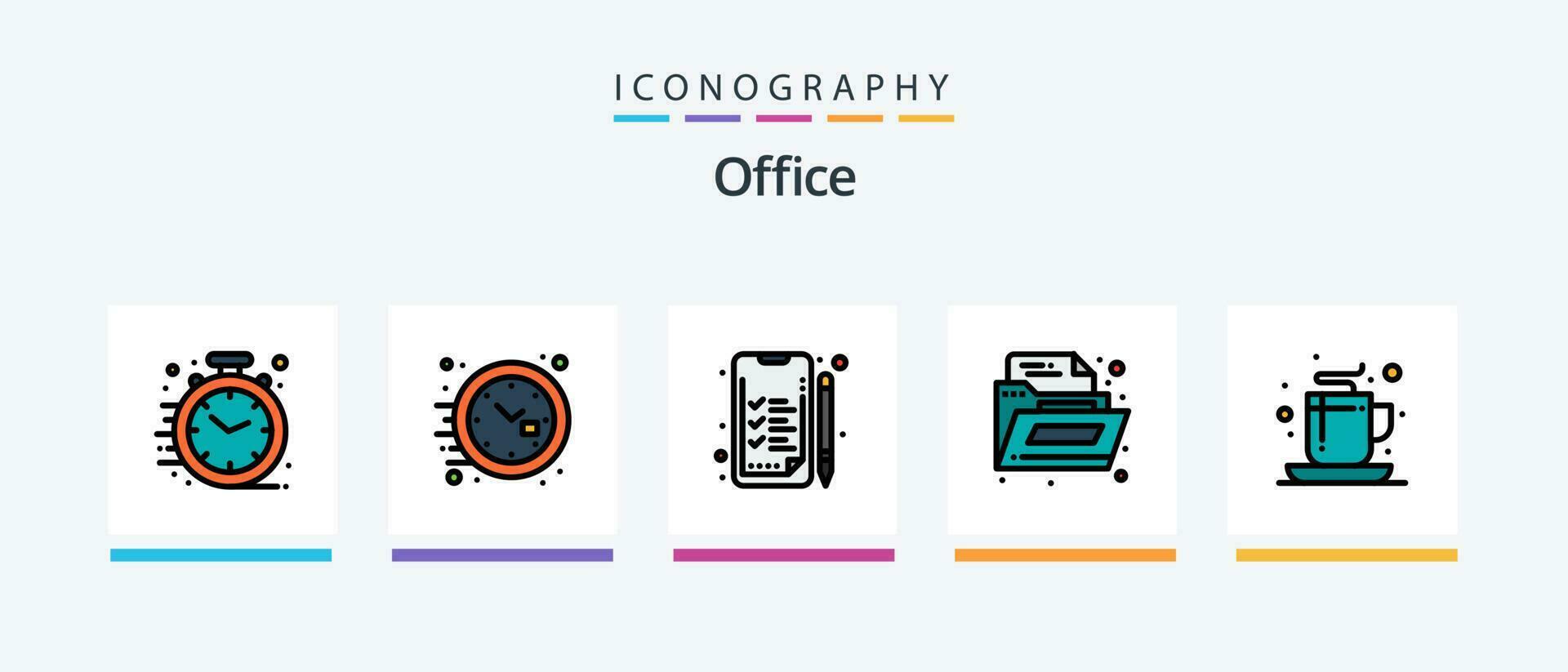 Office Line Filled 5 Icon Pack Including office. workplace. lamp. office. light. Creative Icons ...