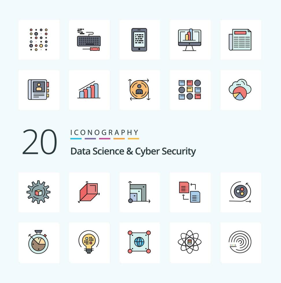 20 Data Science And Cyber Security Line Filled Color Icon Pack Like Api Scince Scalabel Share