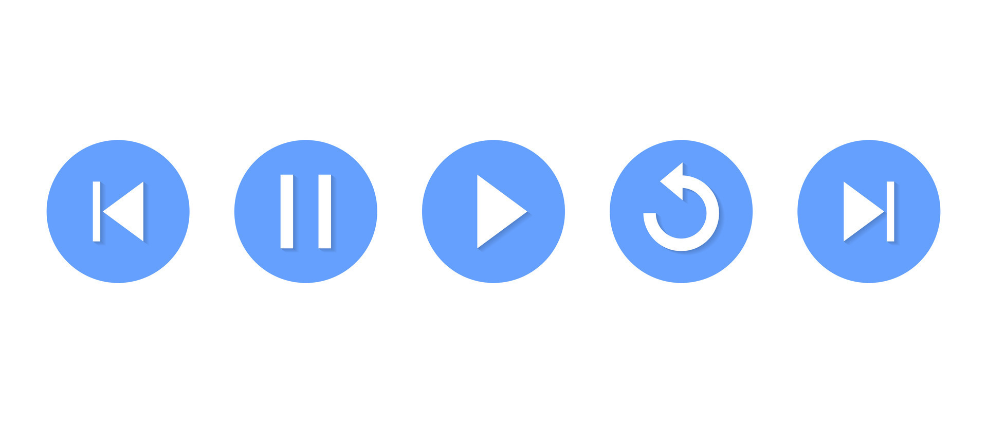 Play, replay, pause, previous, and next track icon vector. Elements for ...