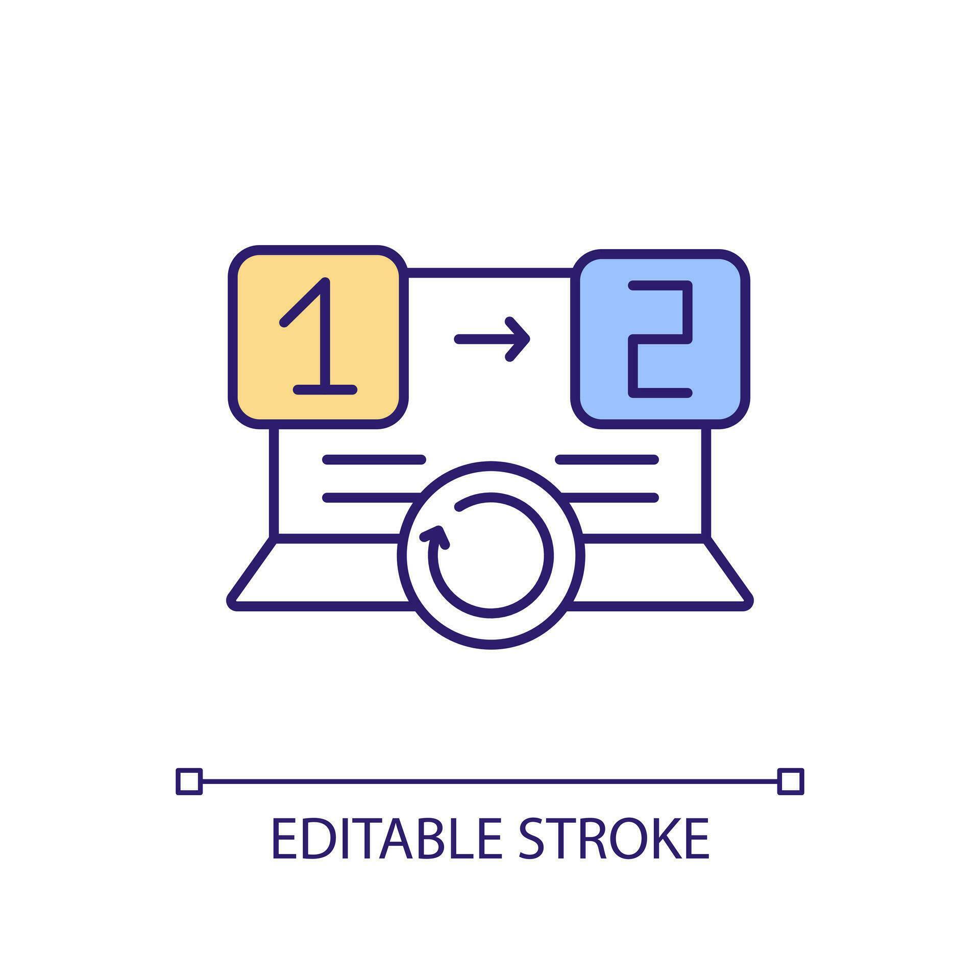 Upgrade computer software to actual version RGB color icon. Choose ...