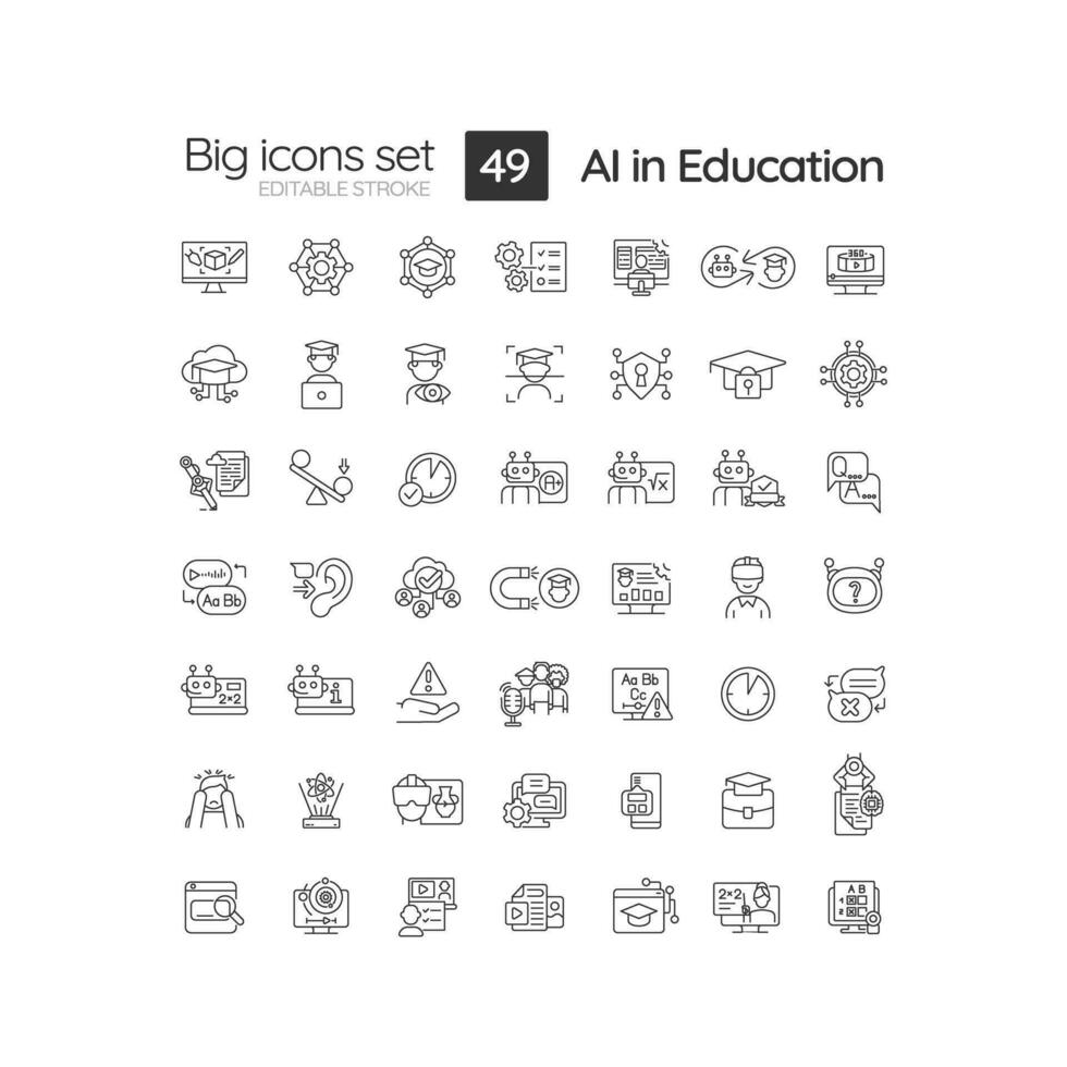 Editable 49 big icons set representing artificial intelligence in ... Editable 49 big icons set representing artificial intelligence in ...