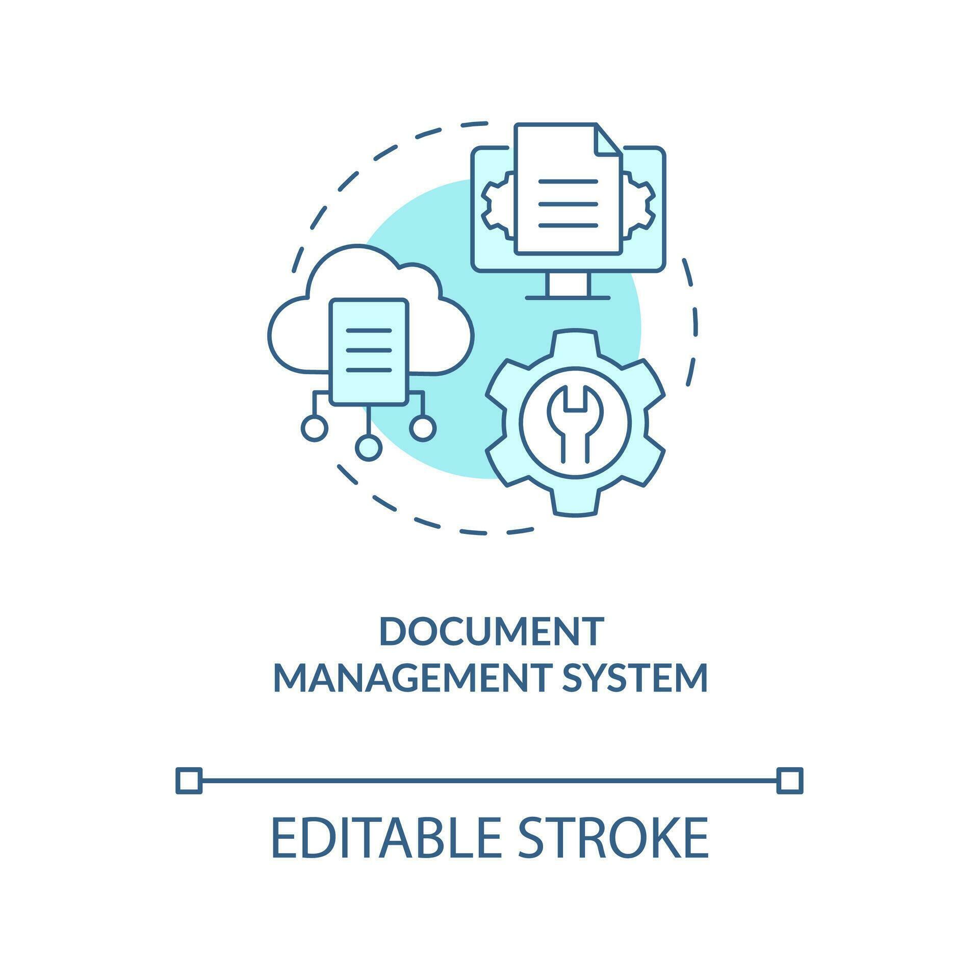 Document management system turquoise concept icon. Automated CMS ...