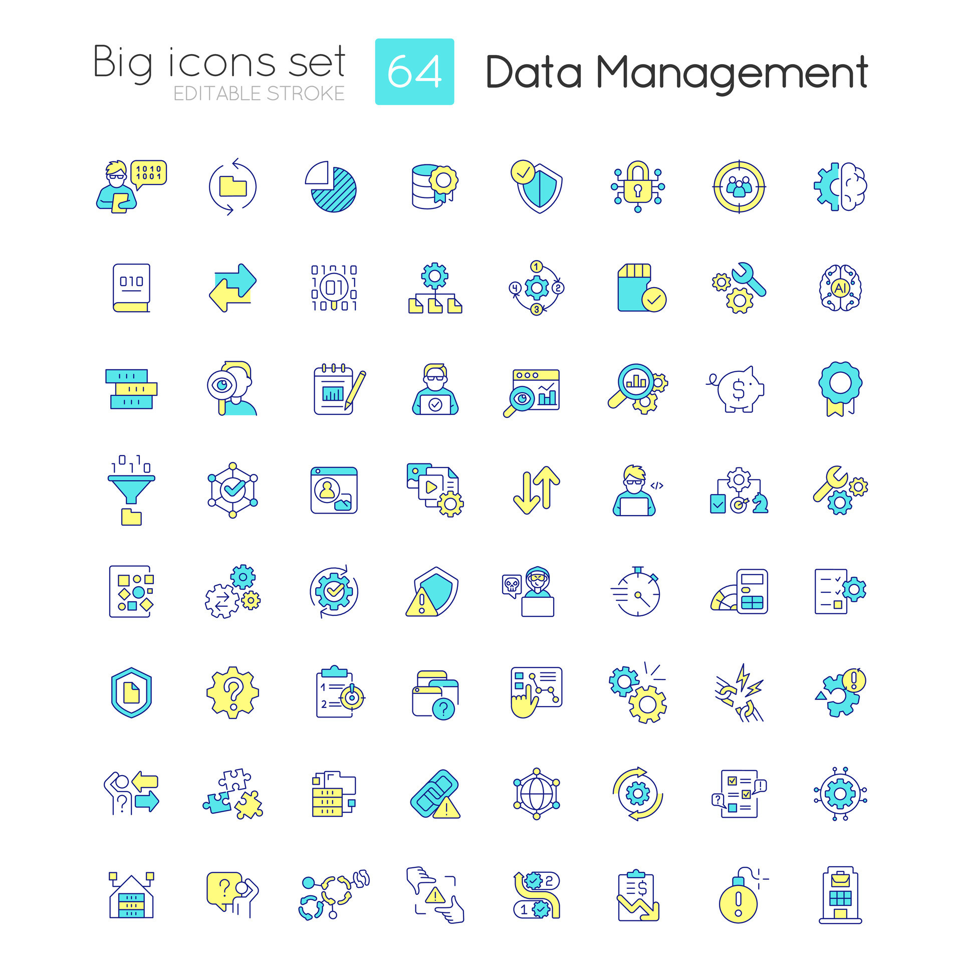 Data management RGB color icons set. Information governance. Database ...