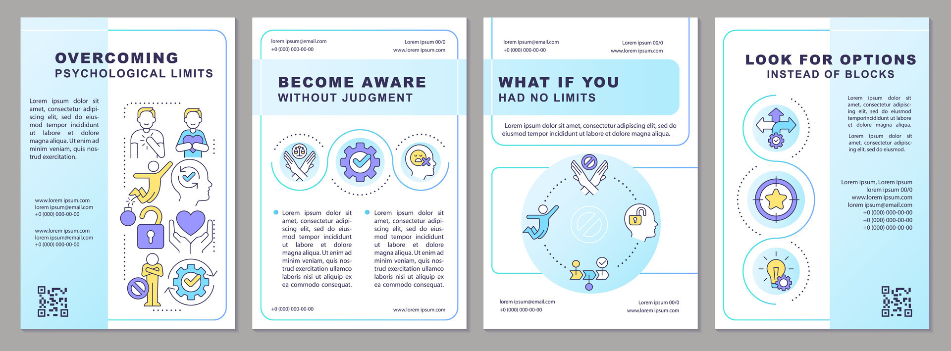 Overcoming mental barriers tips brochure template. Personal growth ...