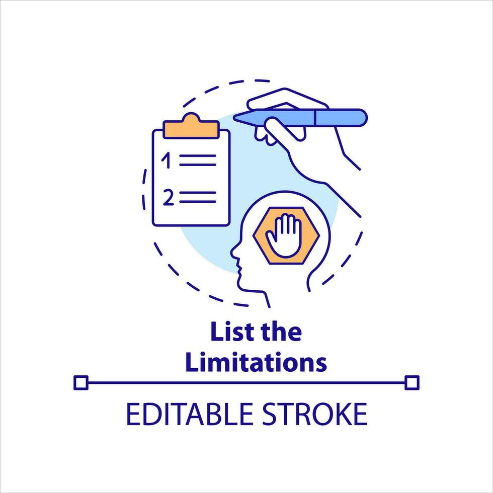 List limitations concept icon. Overcoming self-imposed barrier tip ... List limitations concept icon. Overcoming self-imposed barrier tip ...