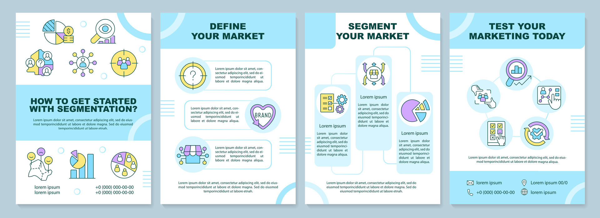 Get Started With Segmentation Brochure Template Leaflet Design With Linear Icons Editable 4