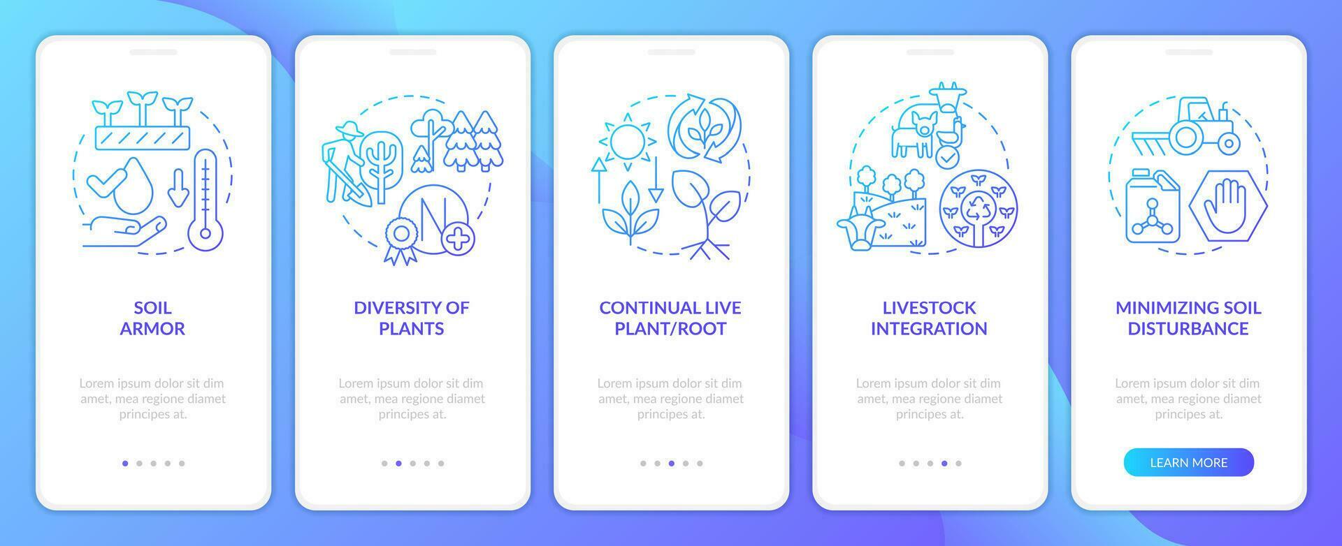 Principles Of Regenerative Farming Blue Gradient Onboarding Mobile App Screen Walkthrough 5