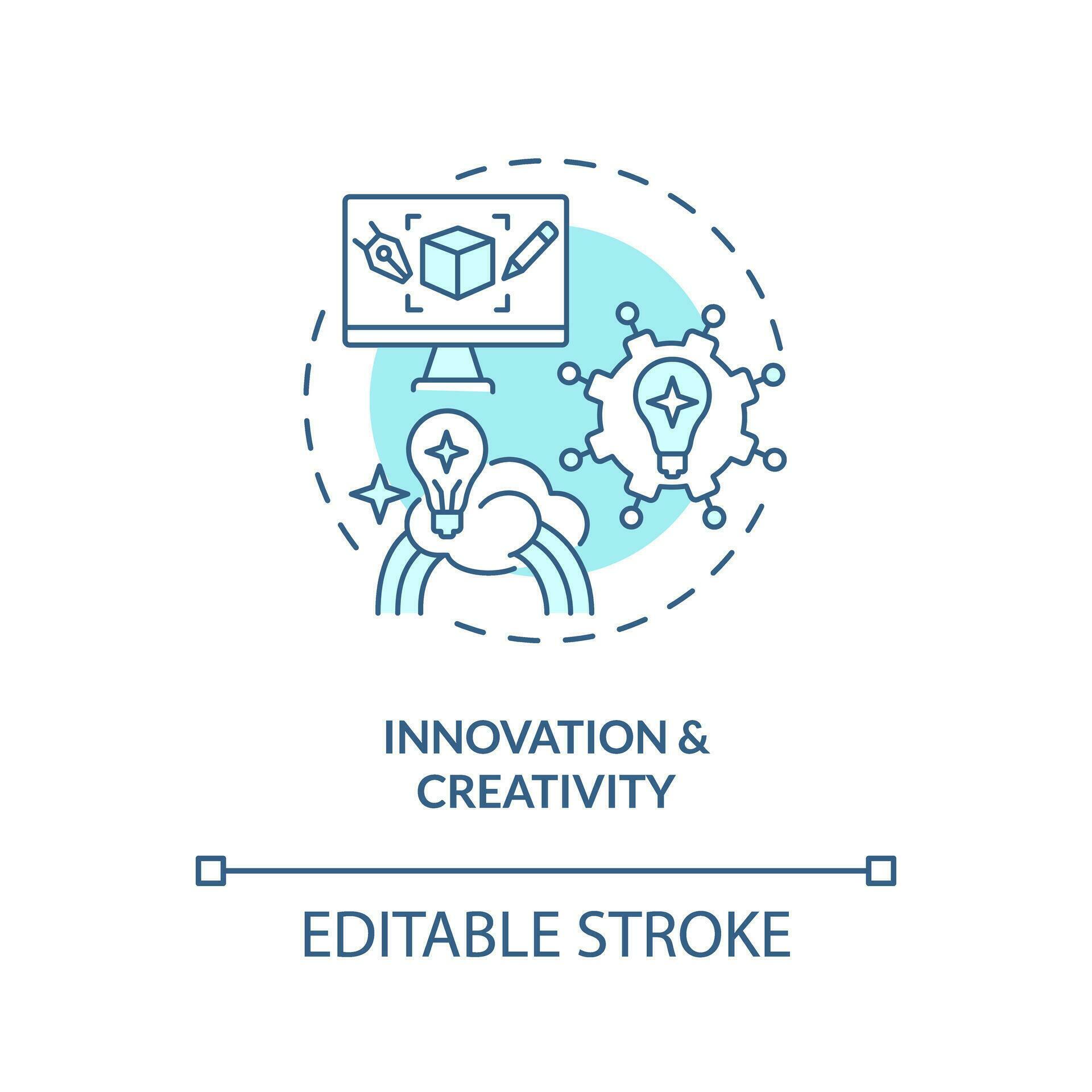 Innovation and creativity turquoise concept icon. Business idea. Problem solving. Creative ...
