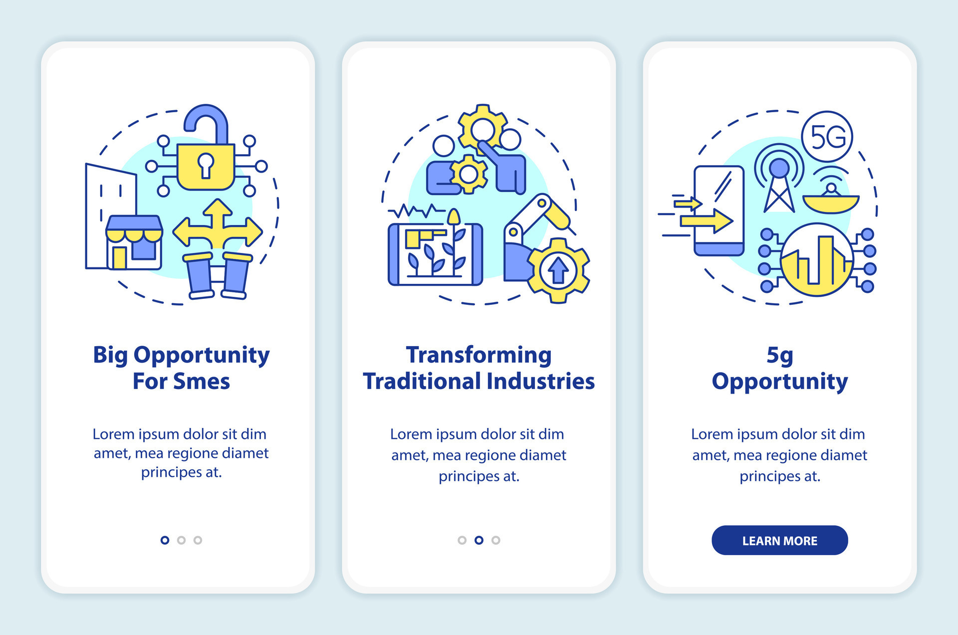Iot Business Transformation Onboarding Mobile App Screen Opportunity Walkthrough 3 Steps