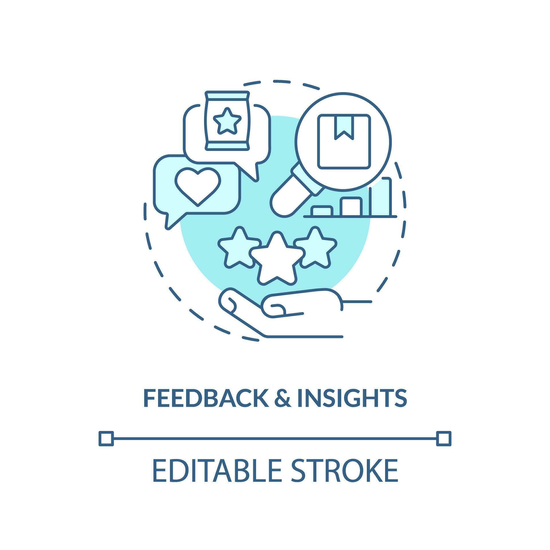 Feedback and insights turquoise concept icon. Customer need. Reputation management. Micro ...