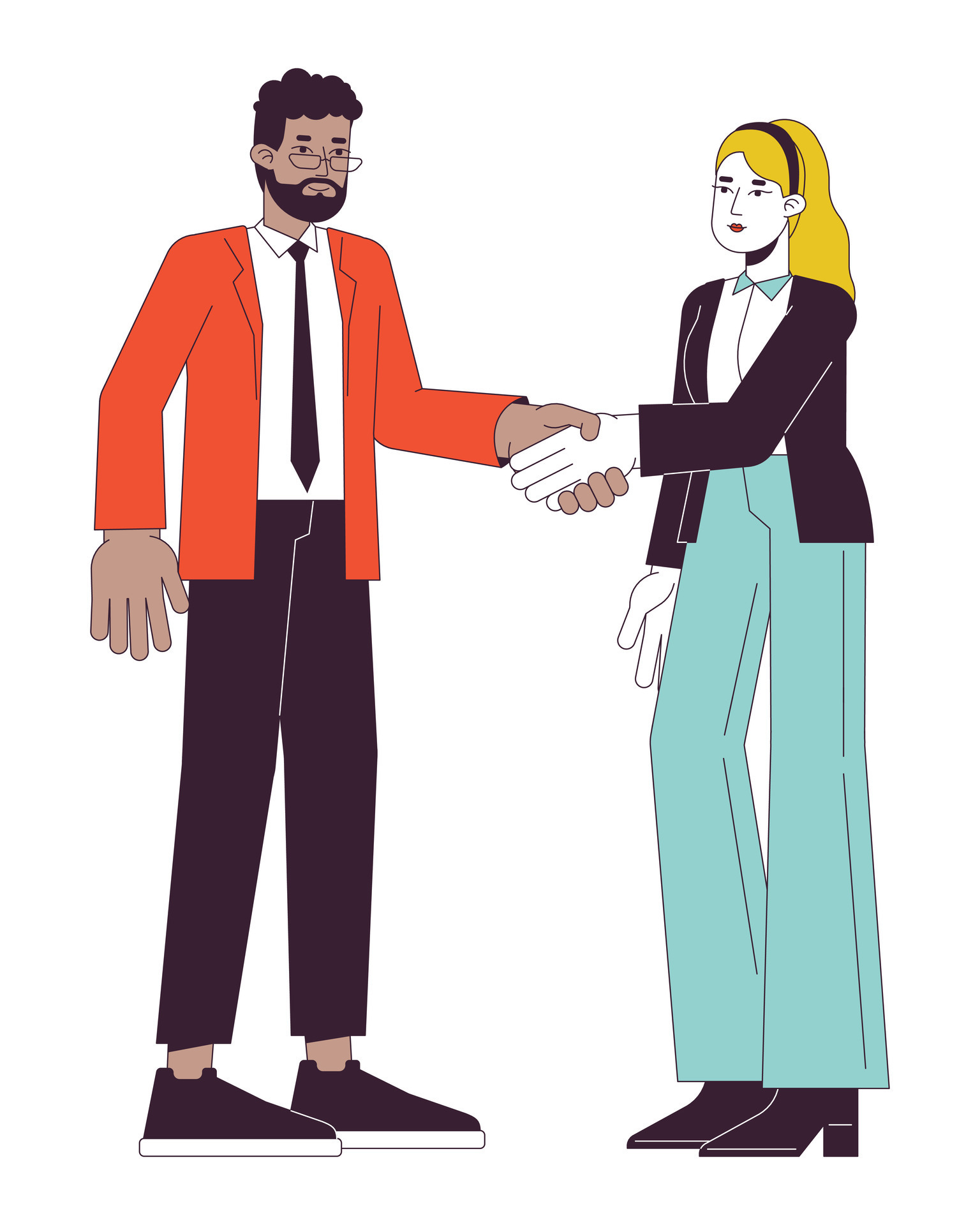 Networking businesspeople flat line vector spot illustration. Hands ... Networking businesspeople flat line vector spot illustration. Hands ...