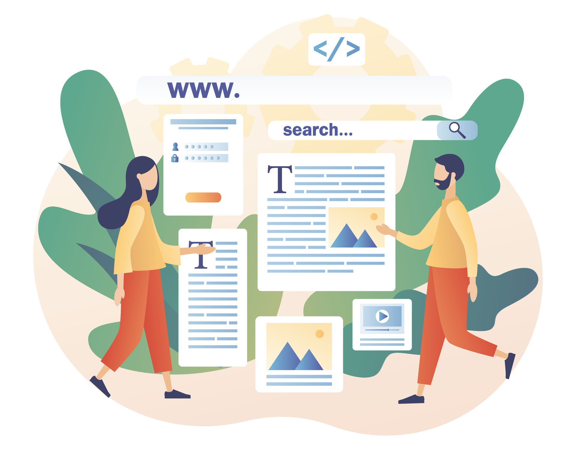 Tiny people web designers building webpage. Web design concept. Website ...