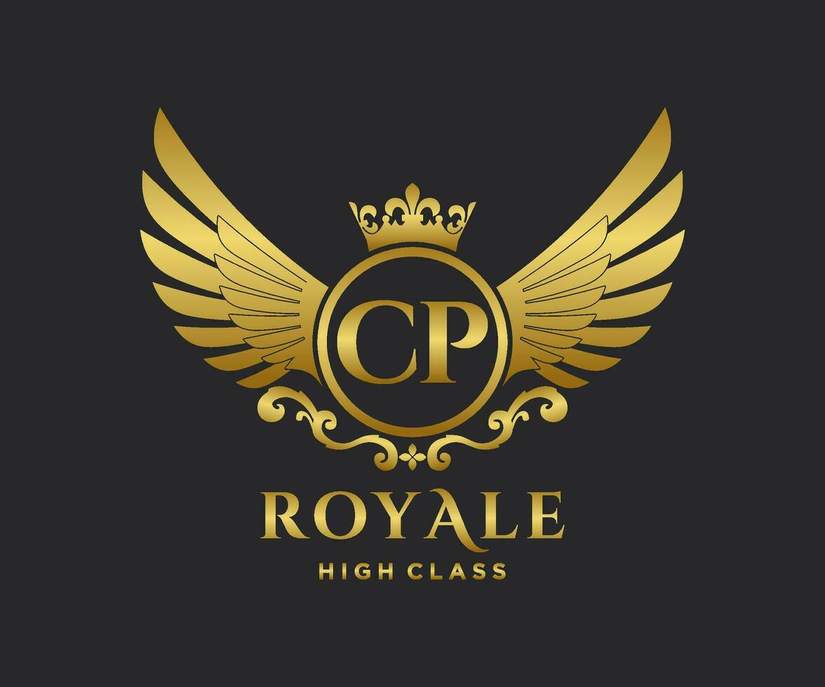 Golden Letter CP template logo Luxury gold letter with crown. Monogram alphabet . Beautiful ...
