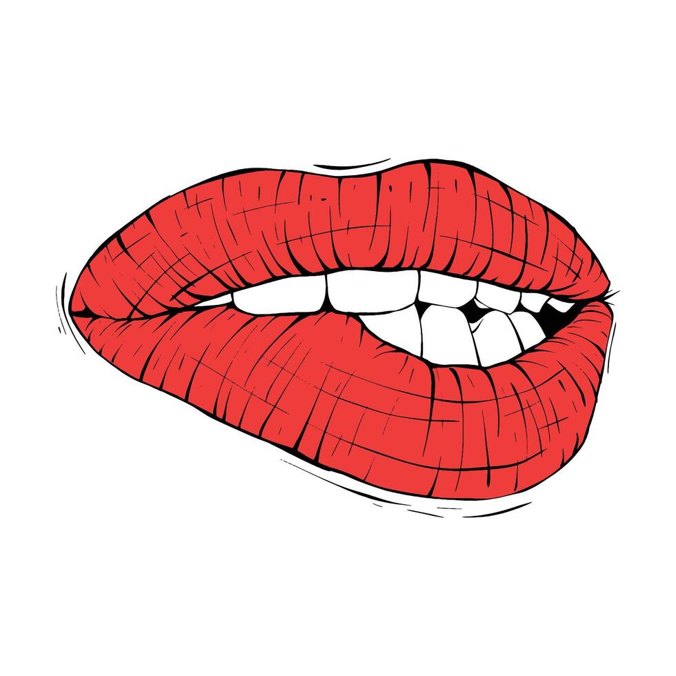 Vector Red Female Lips Sketch 26301389 Vector Art At Vecteezy