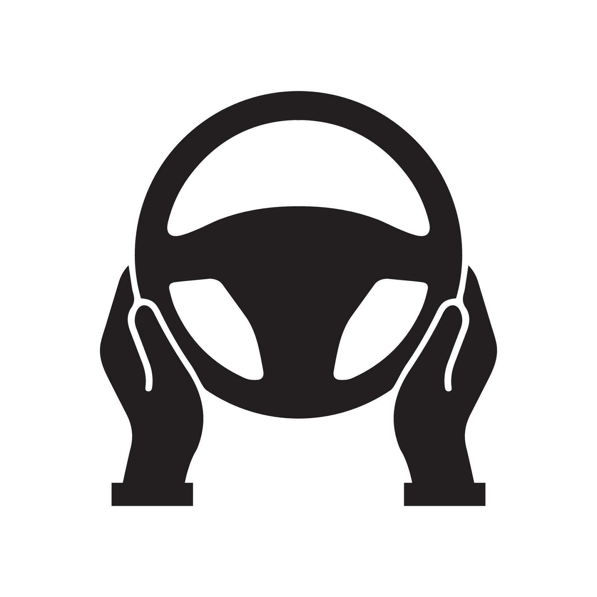 Steering wheel icon. Hands on steering wheel. Driver. Driving car. Test ...